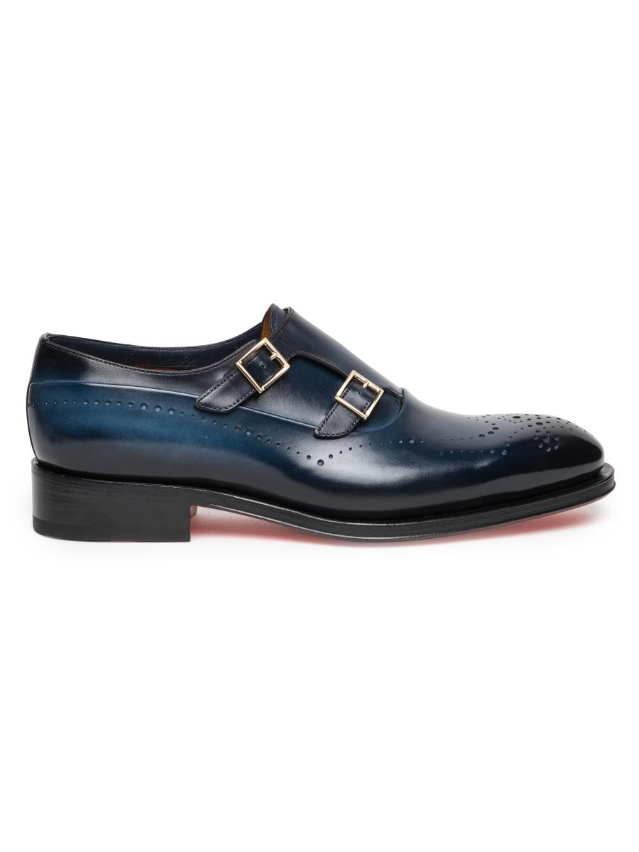 Santoni Carter Monk Strap Leather Brogue Loafers | Saks Fifth Avenue