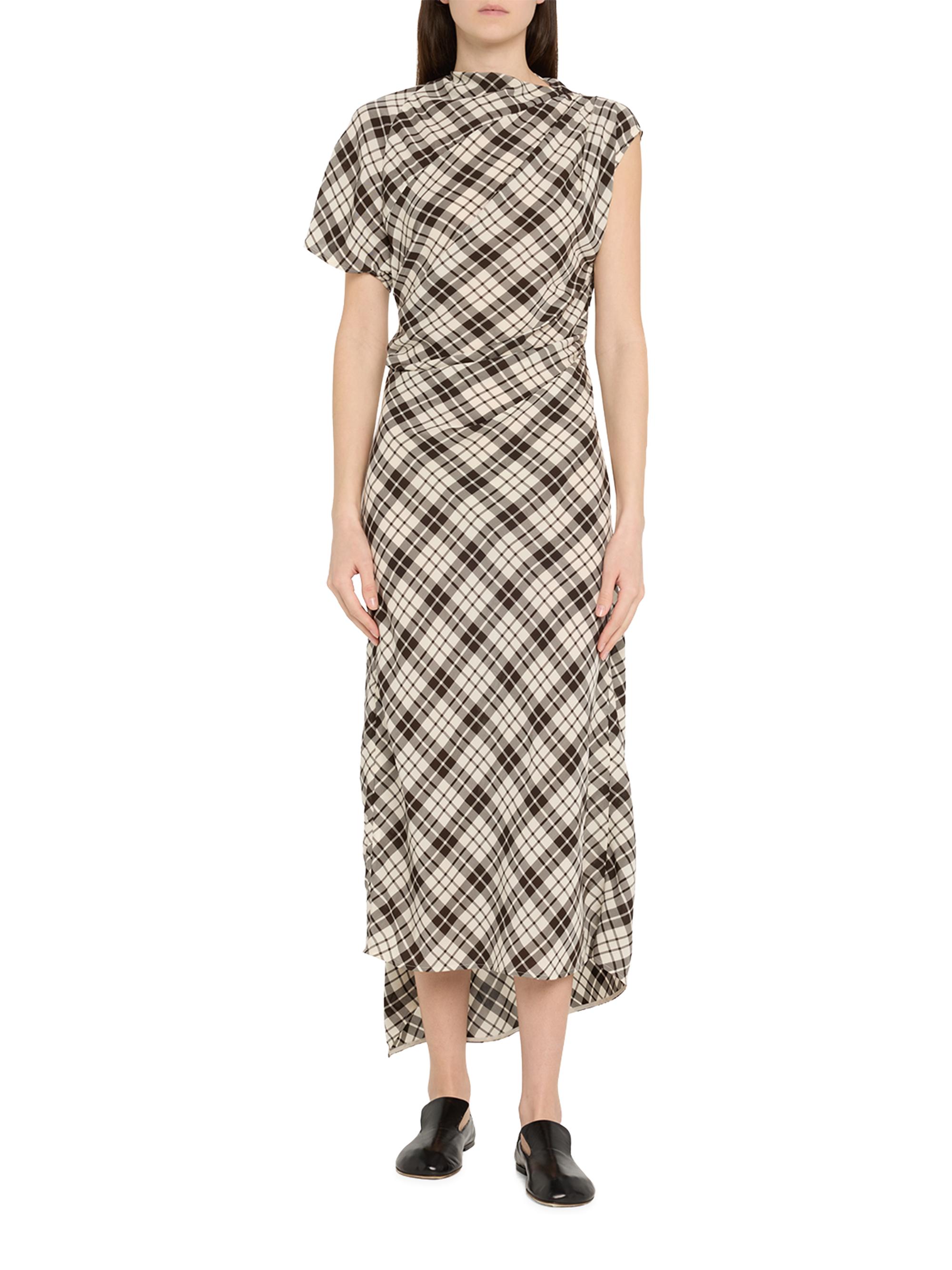 Proenza Schouler Check One-Sleeve Midi-Dress | Saks Fifth Avenue