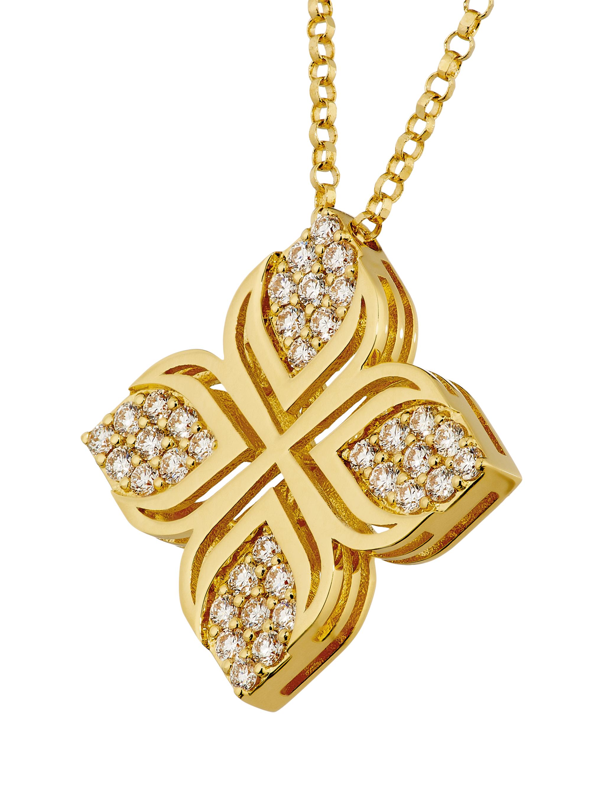 Roberto Coin Arabesque Flower 18K Yellow Gold & 0.35 TCW Diamond ...