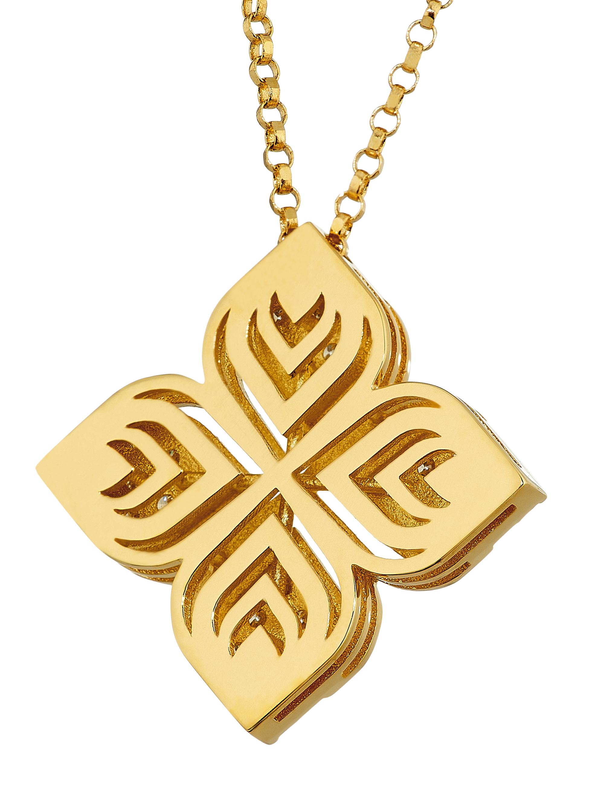 Roberto Coin Arabesque Flower 18K Yellow Gold & 0.35 TCW Diamond ...