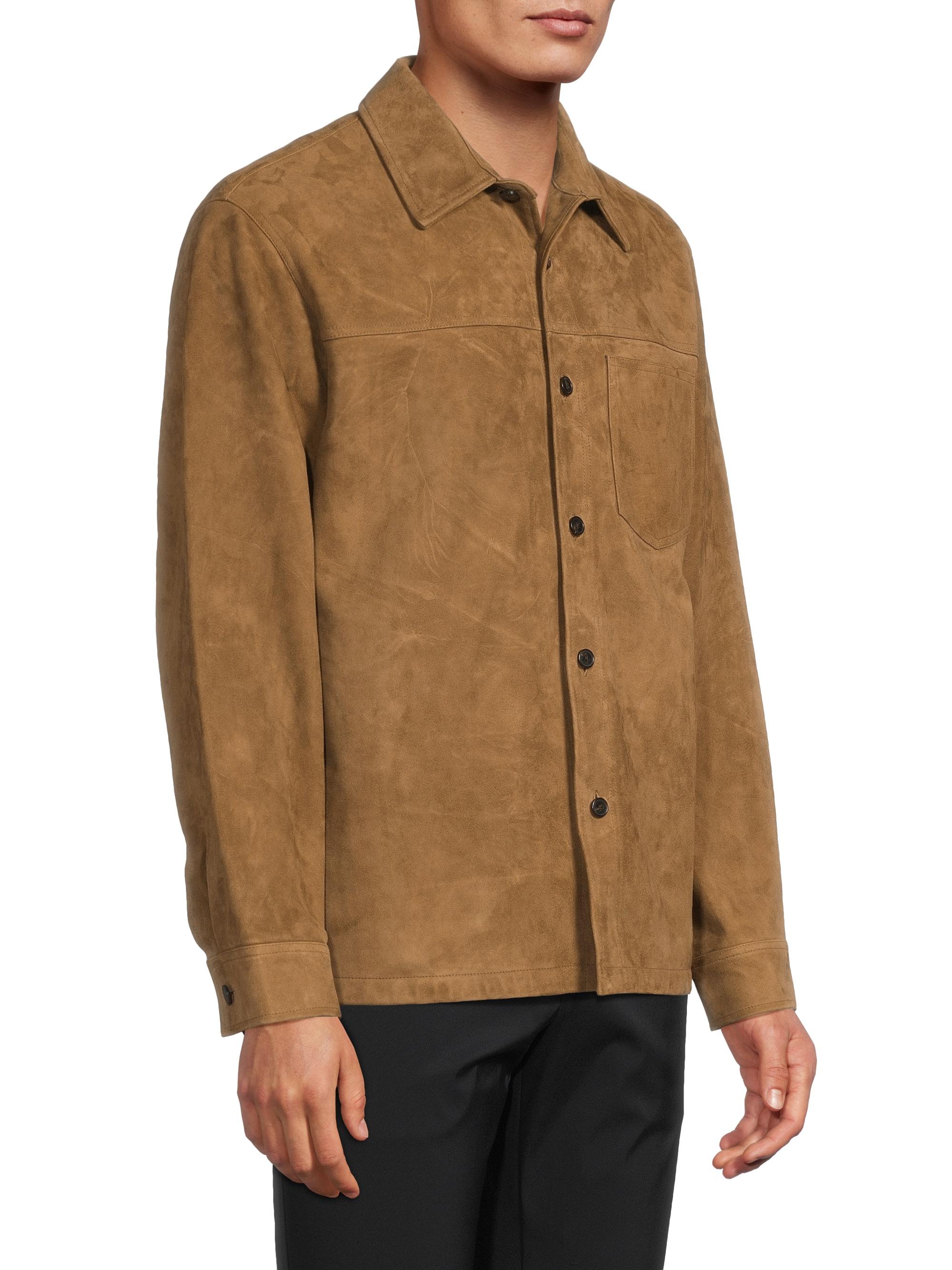 Theory River Reece Suede Shirt Jacket | Saks Fifth Avenue