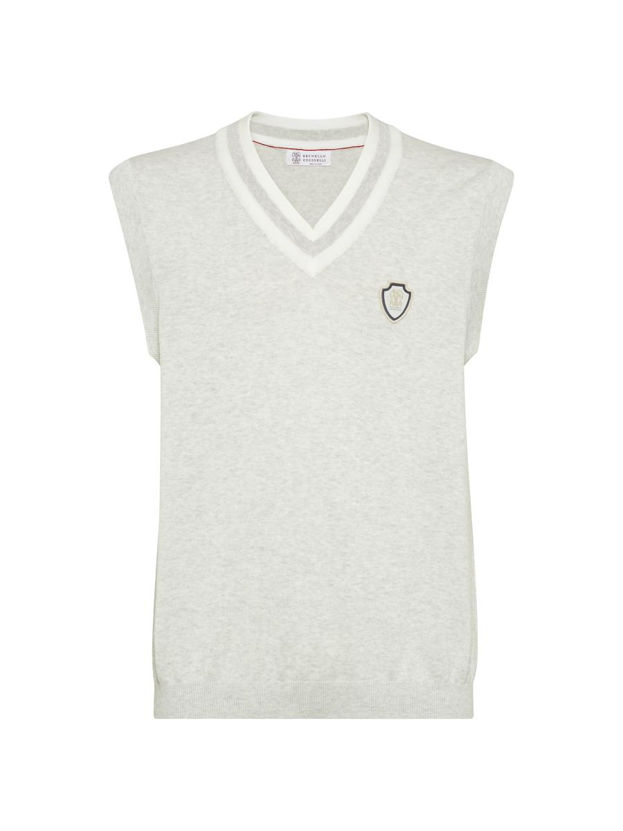 Brunello Cucinelli Cotton Knit Vest with Logo | Saks Fifth Avenue