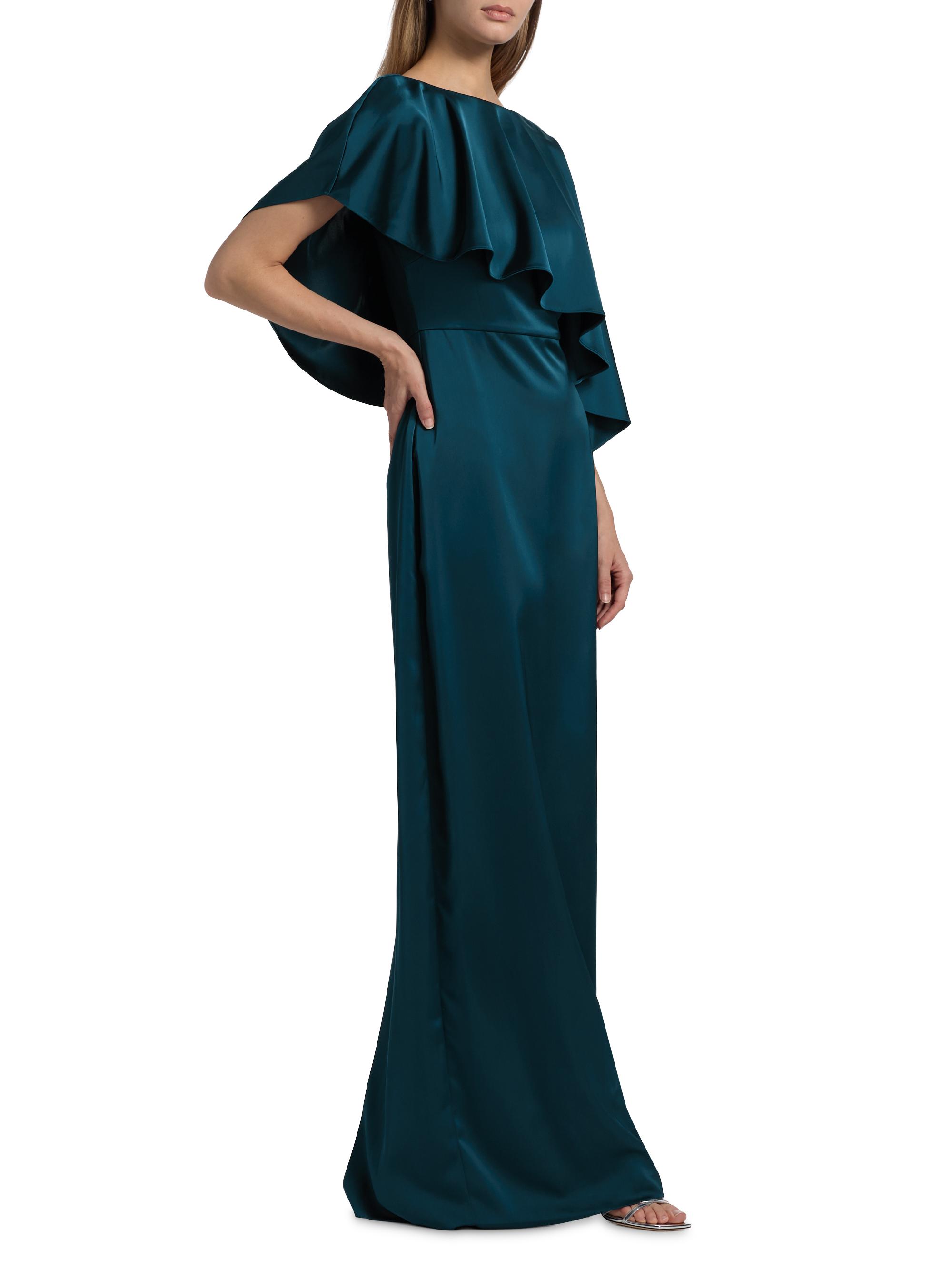 Theia Karis Asymmetric Cape Column Gown | Saks Fifth Avenue