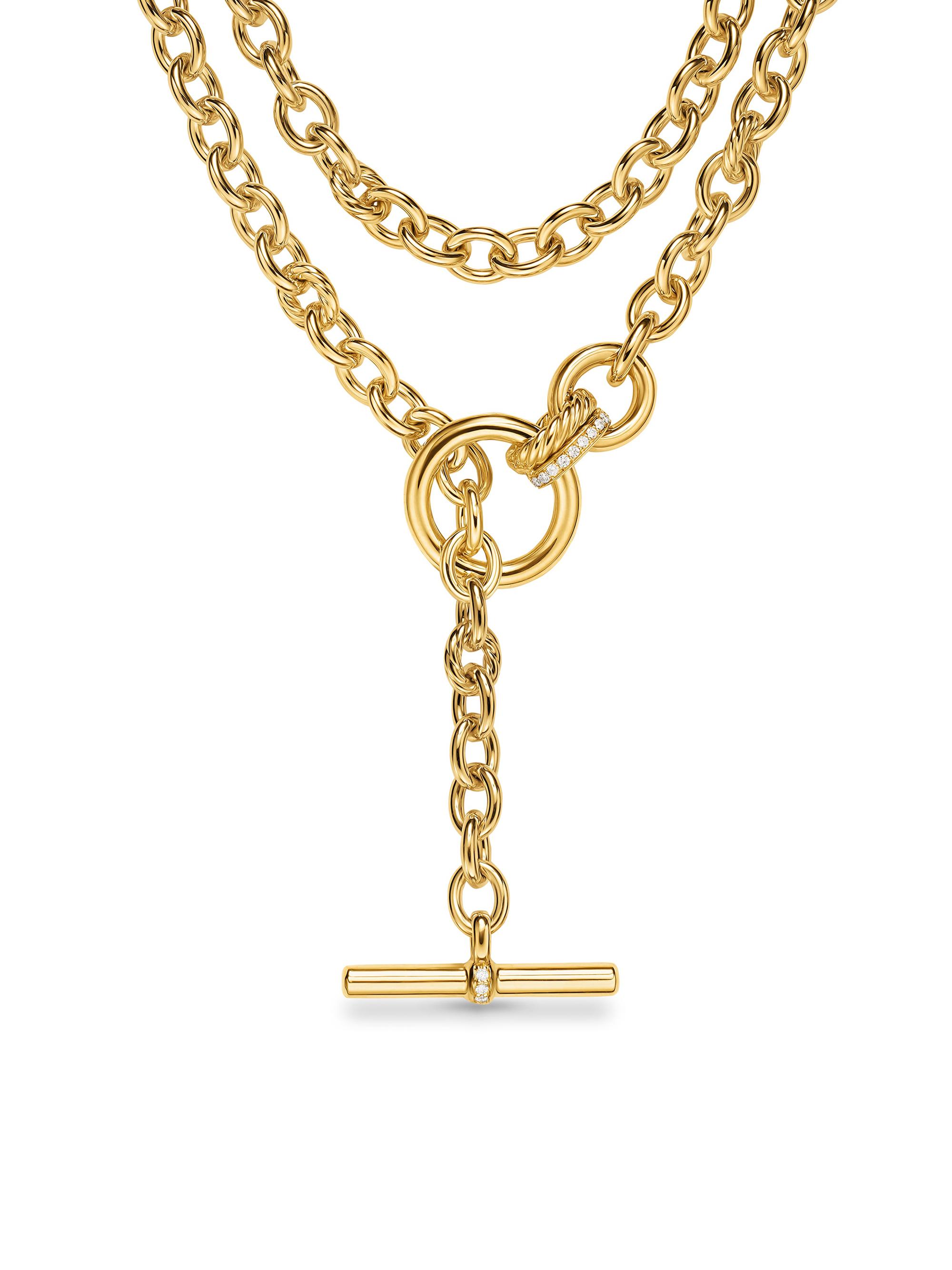 David Yurman DY Mercer Double Row Toggle Chain Necklace in 18K Yellow ...