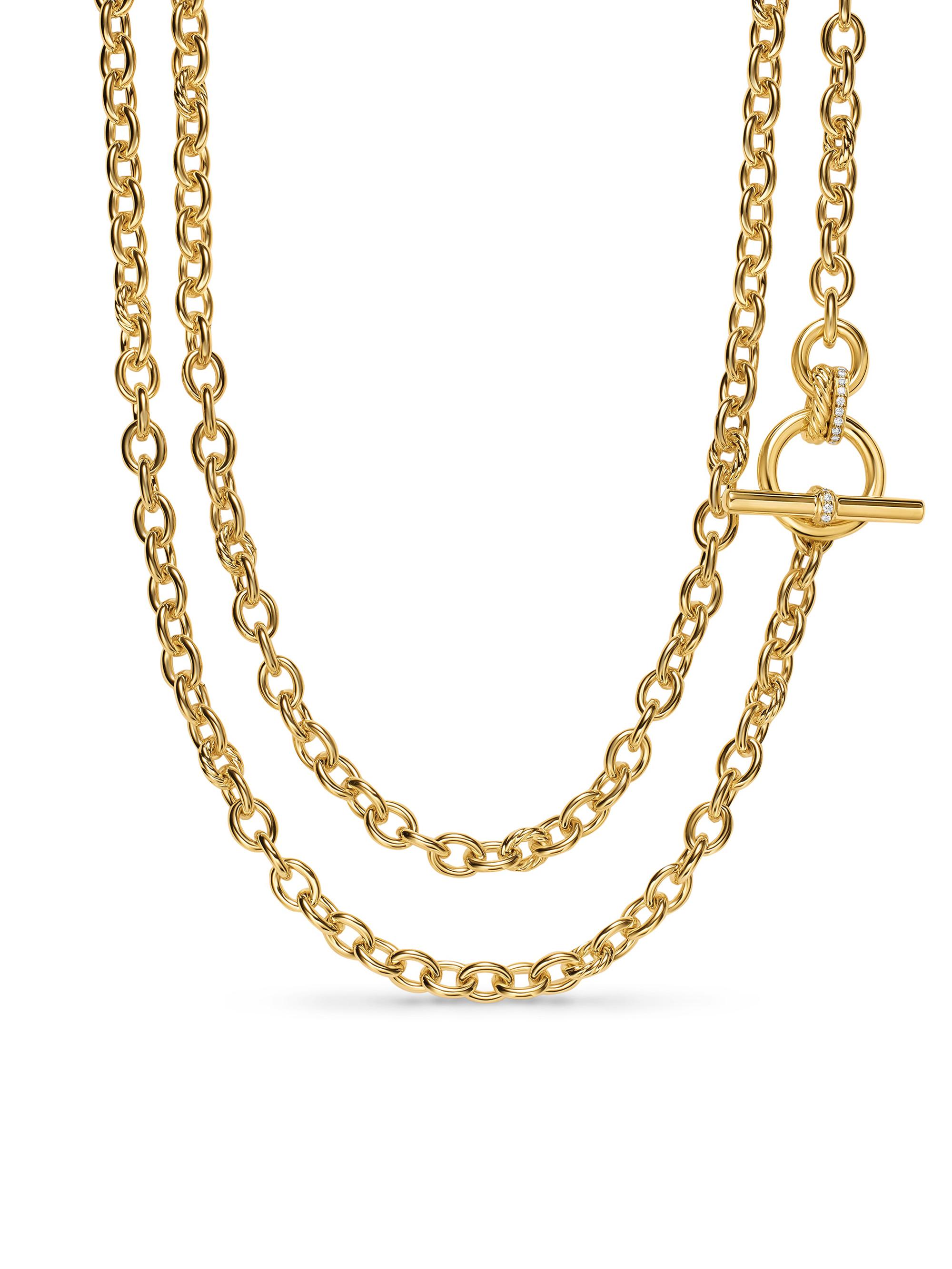 David Yurman DY Mercer Double Row Toggle Chain Necklace in 18K Yellow ...