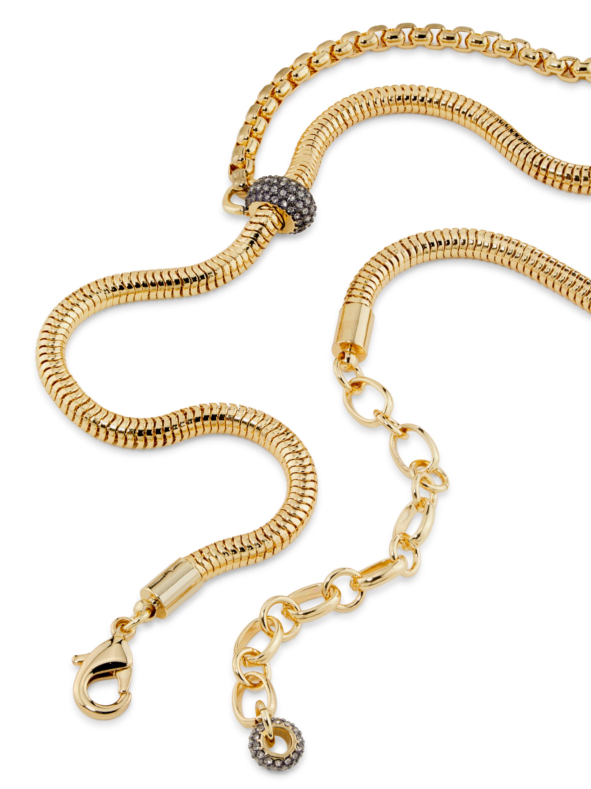 Demarson Venice 12K-Gold-Plated & Glass Crystal Double Chain Necklace ...