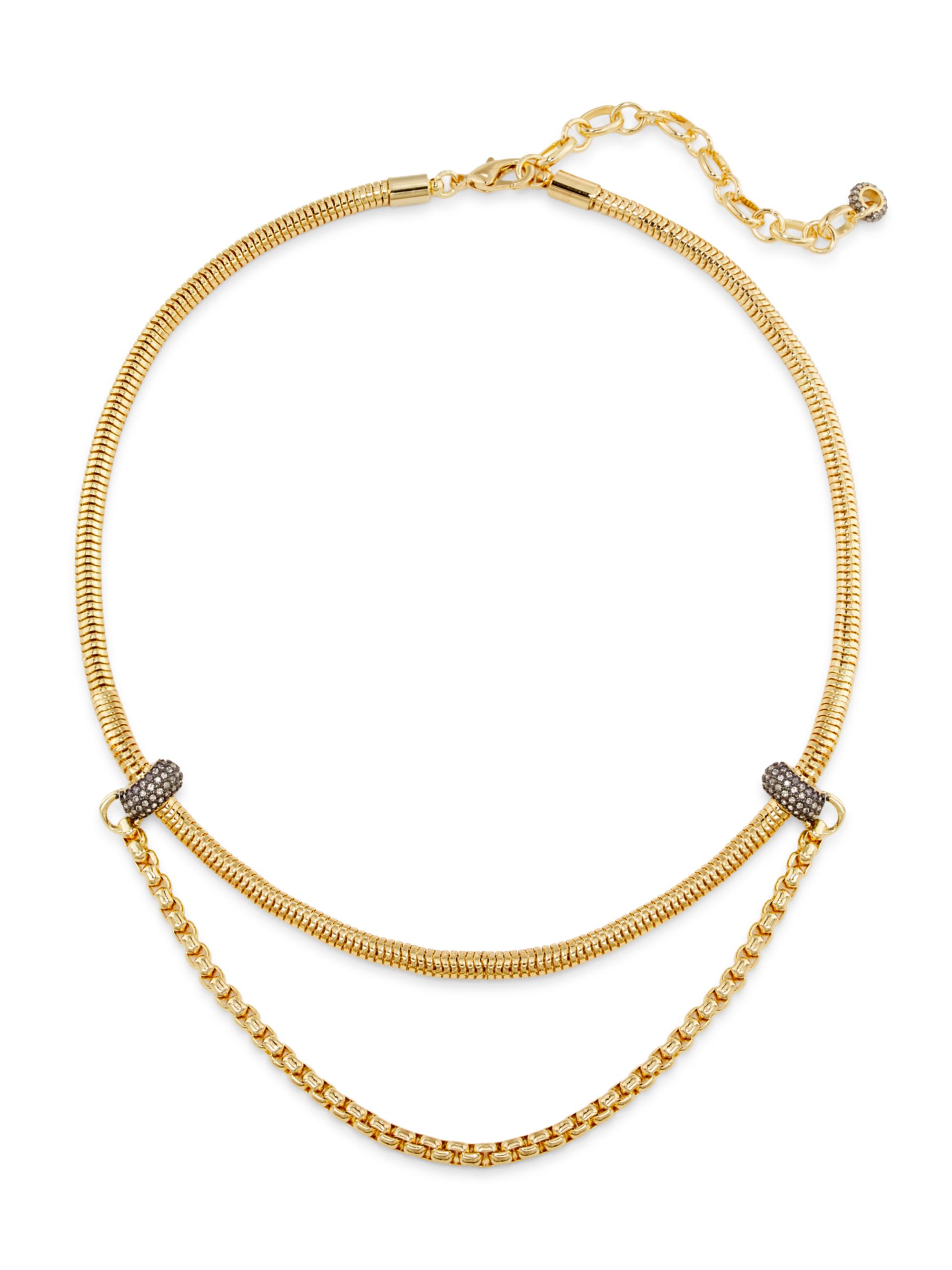 Demarson Venice 12K-Gold-Plated & Glass Crystal Double Chain Necklace ...