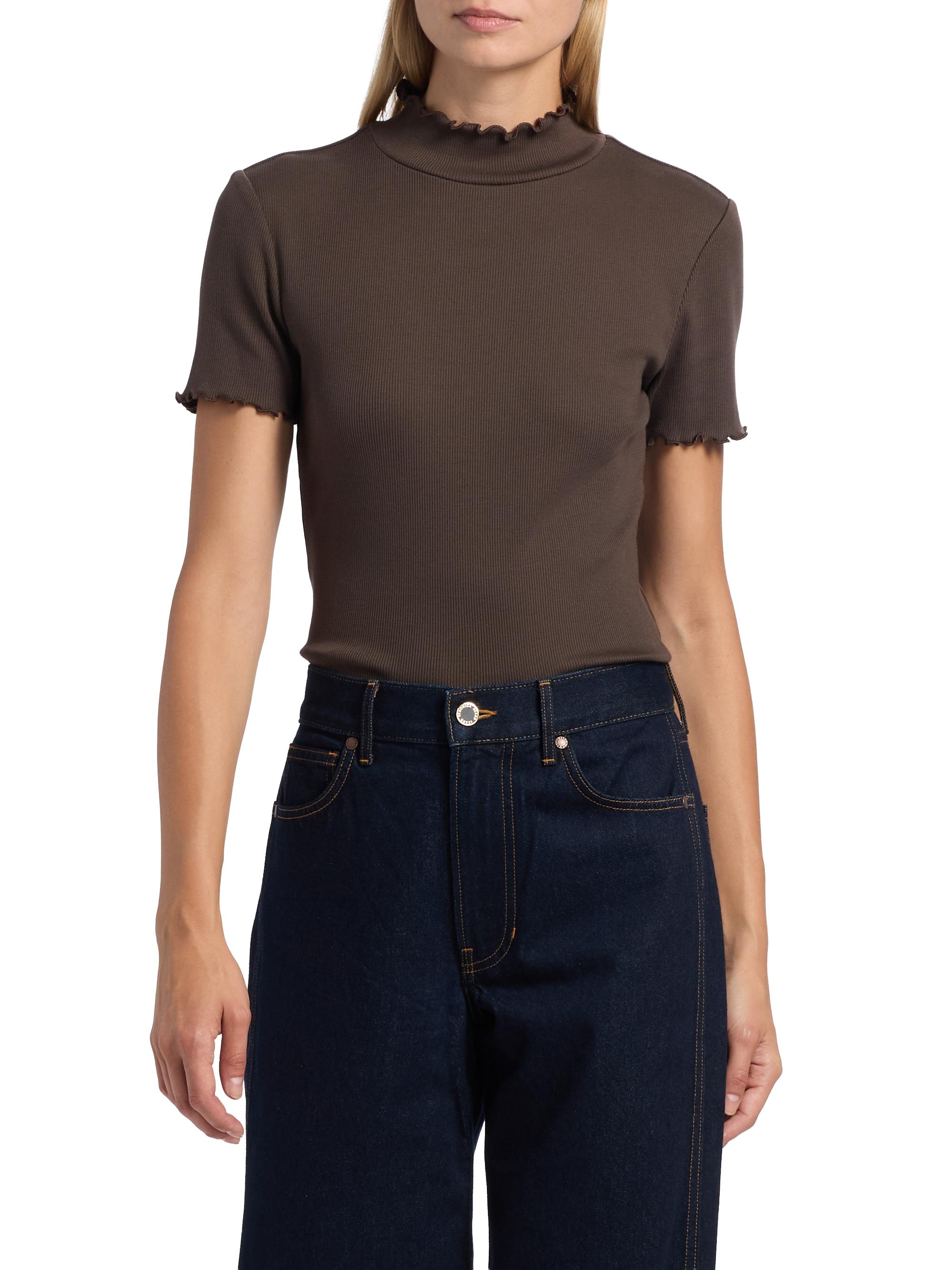 Veronica Beard Harden Stretch-Cotton Purl Merrow T-Shirt | Saks Fifth ...