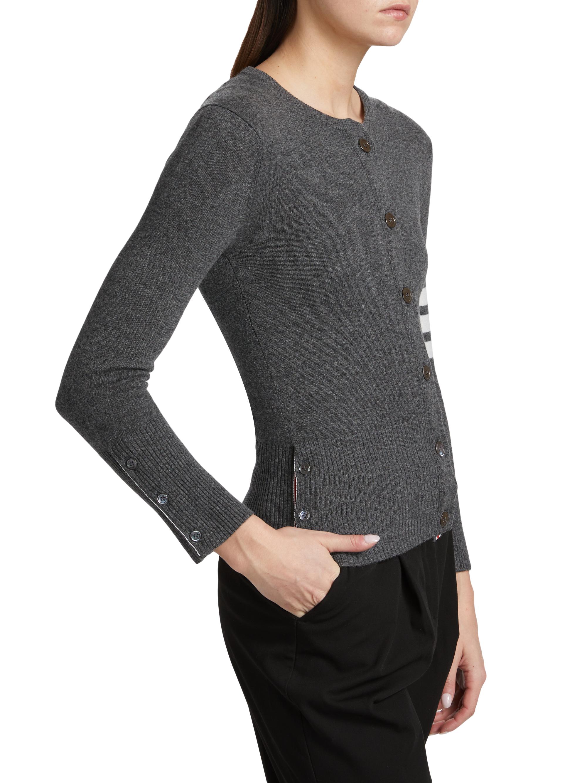 Thom Browne Classic 4-Bar Crewneck Cardigan | Saks Fifth Avenue