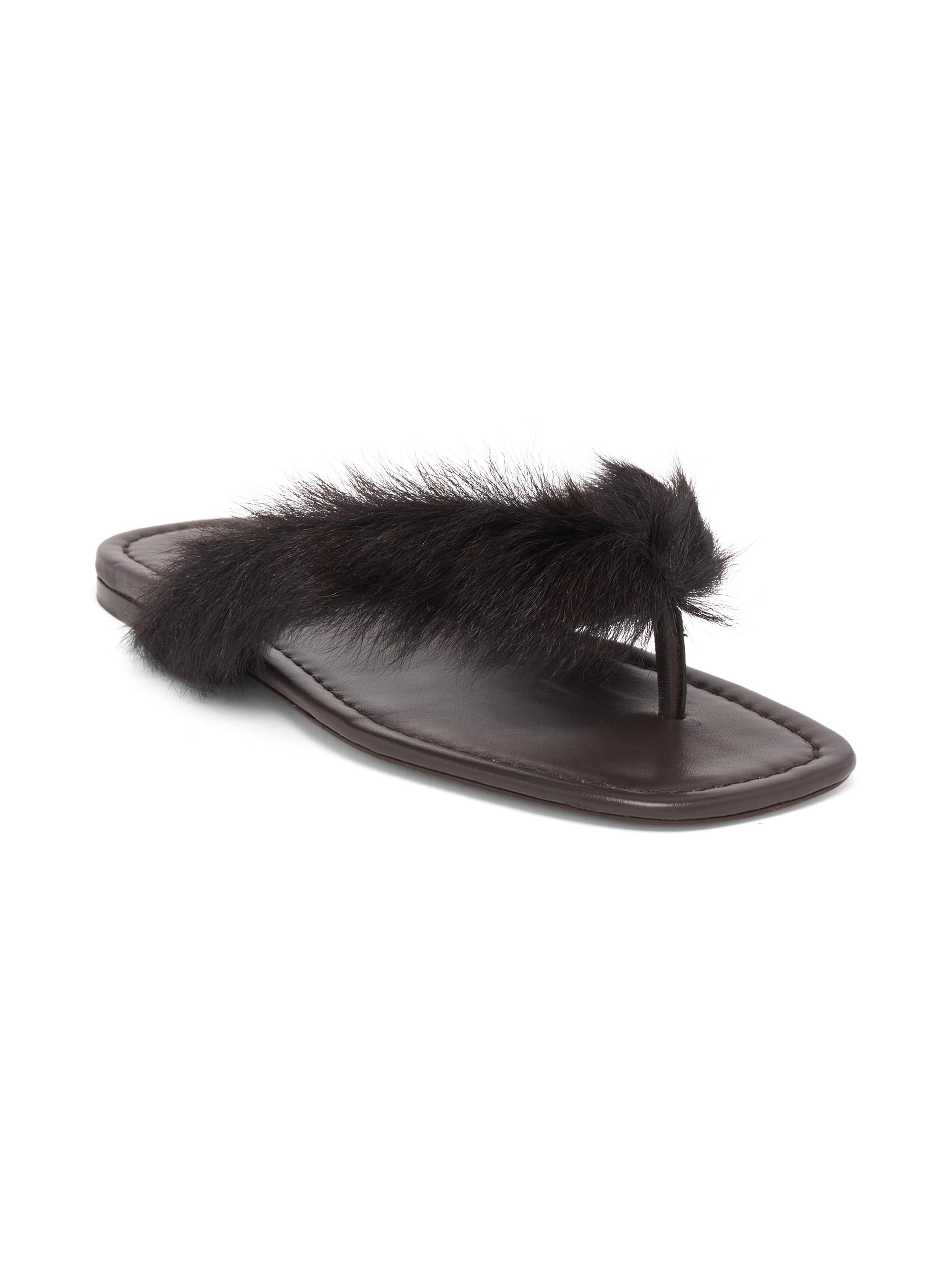 FERRAGAMO Loly Faux Fur-Trim Leather Sandals | Saks Fifth Avenue