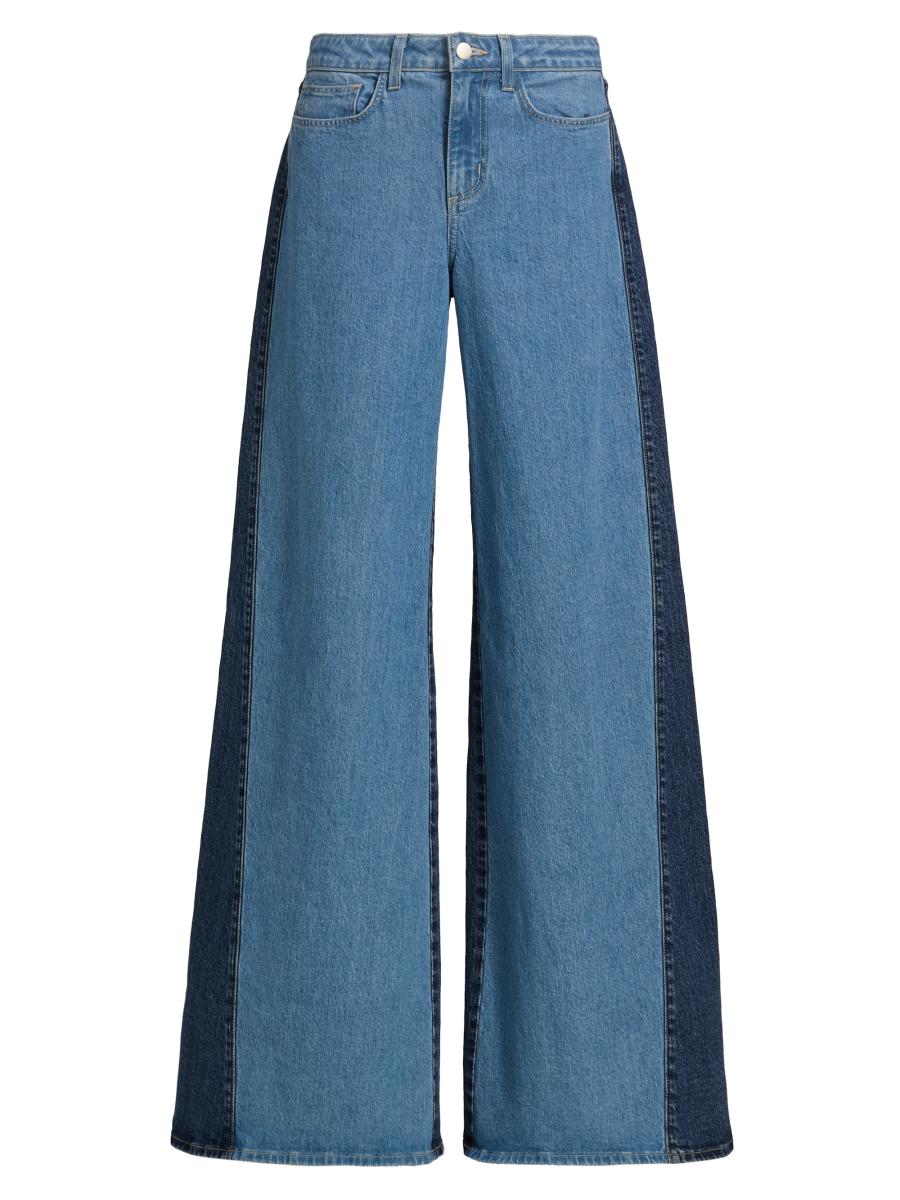 L'AGENCE Beau Two-Tone High-Rise Wide-Leg Jeans | Saks Fifth Avenue