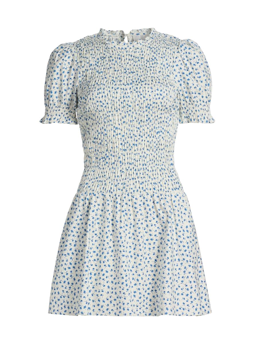 Reformation Leannah Floral Smocked Minidress | Saks Fifth Avenue