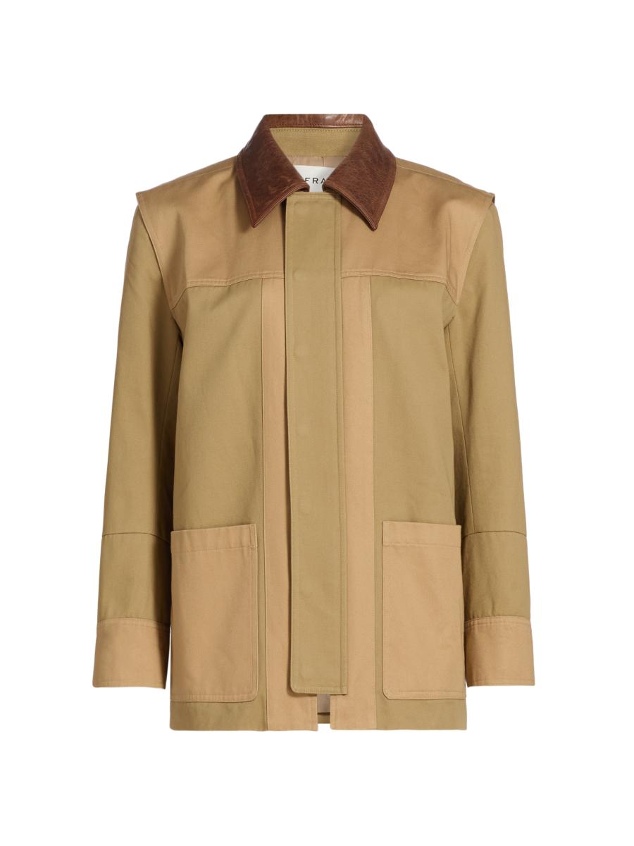 FRAME Leather-Collar Cottan Canvas Chore Jacket | Saks Fifth Avenue