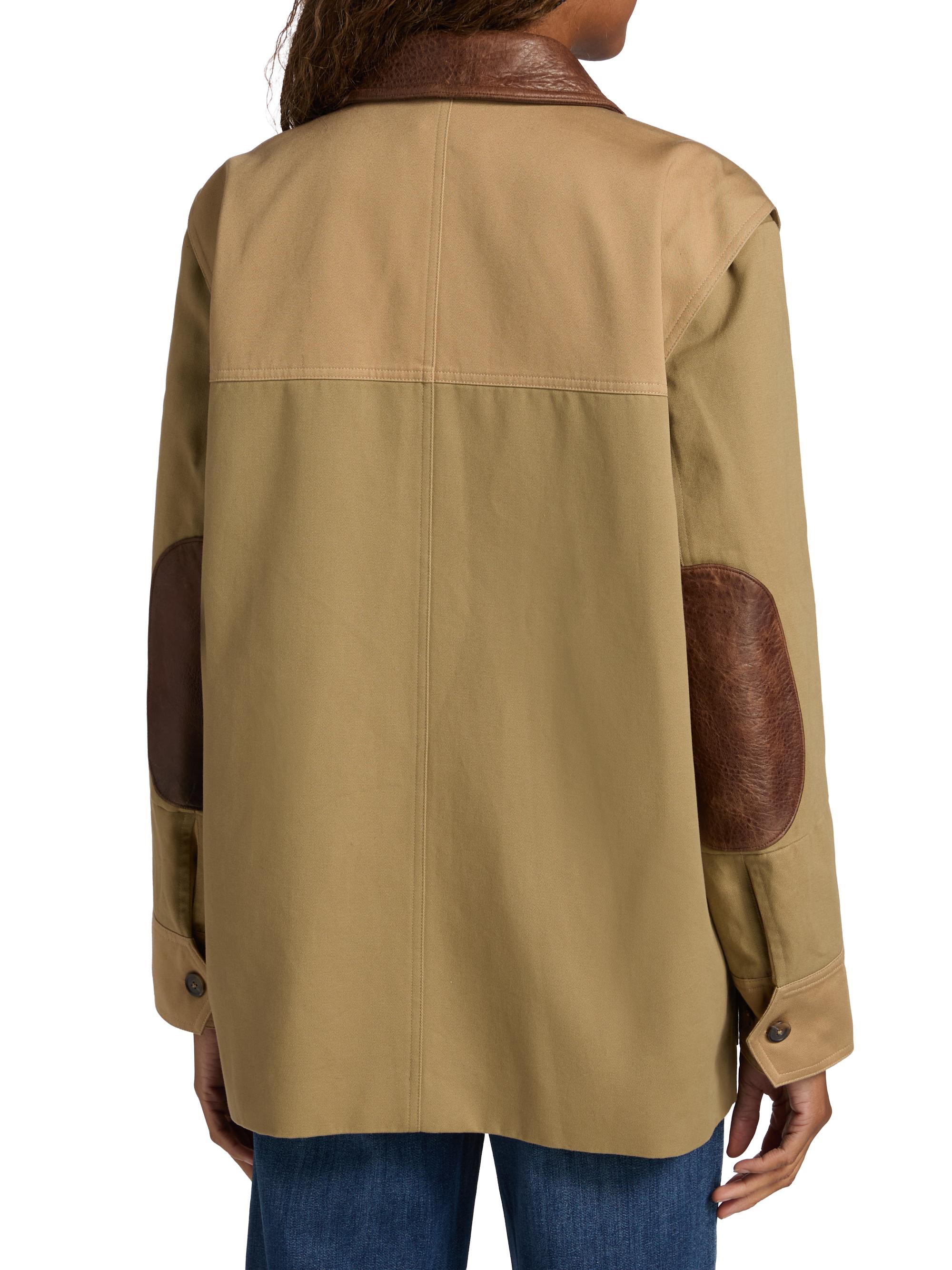 FRAME Leather-Collar Cottan Canvas Chore Jacket | Saks Fifth Avenue