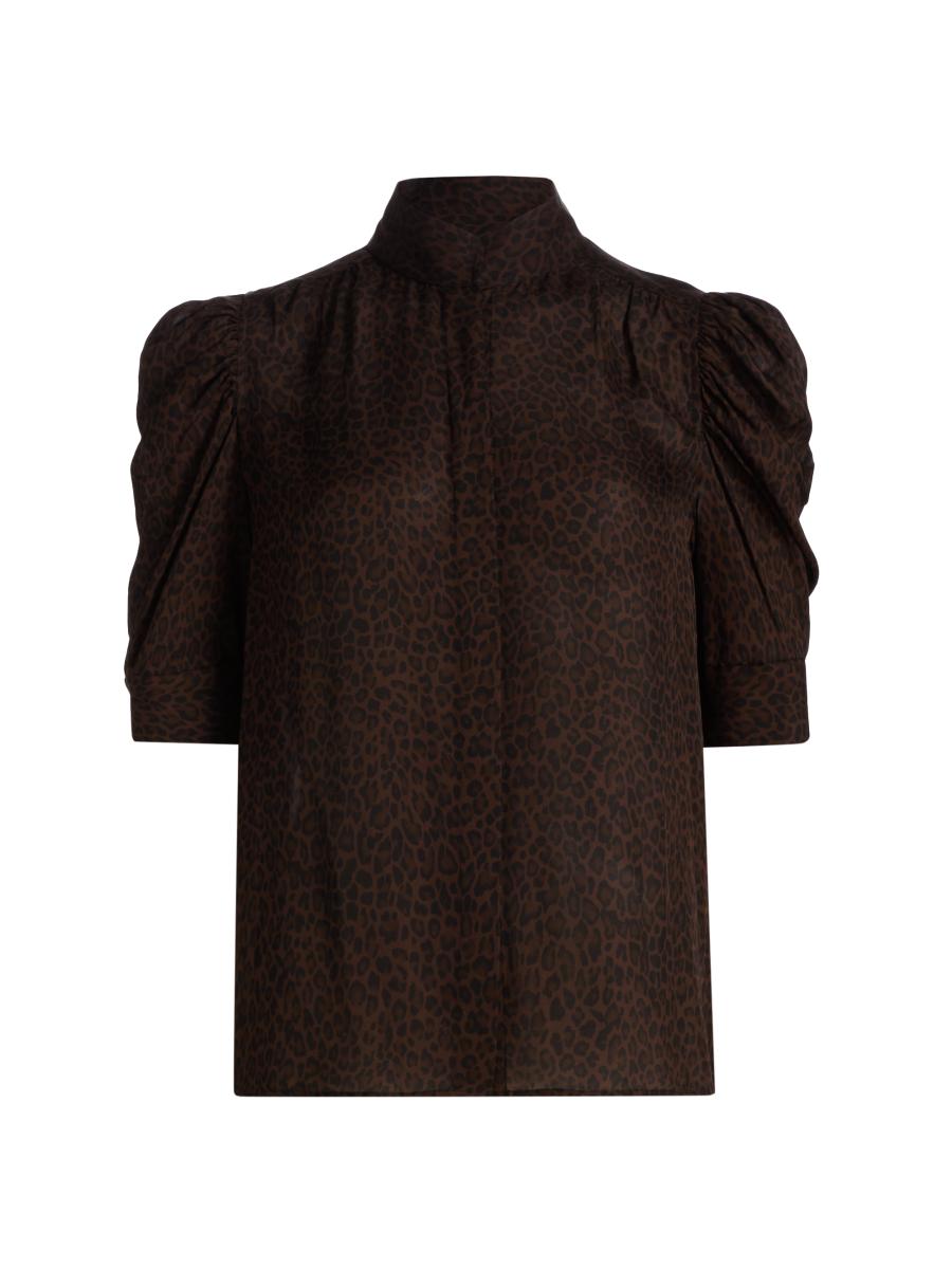 FRAME Gillian Leopard Silk Top | Saks Fifth Avenue