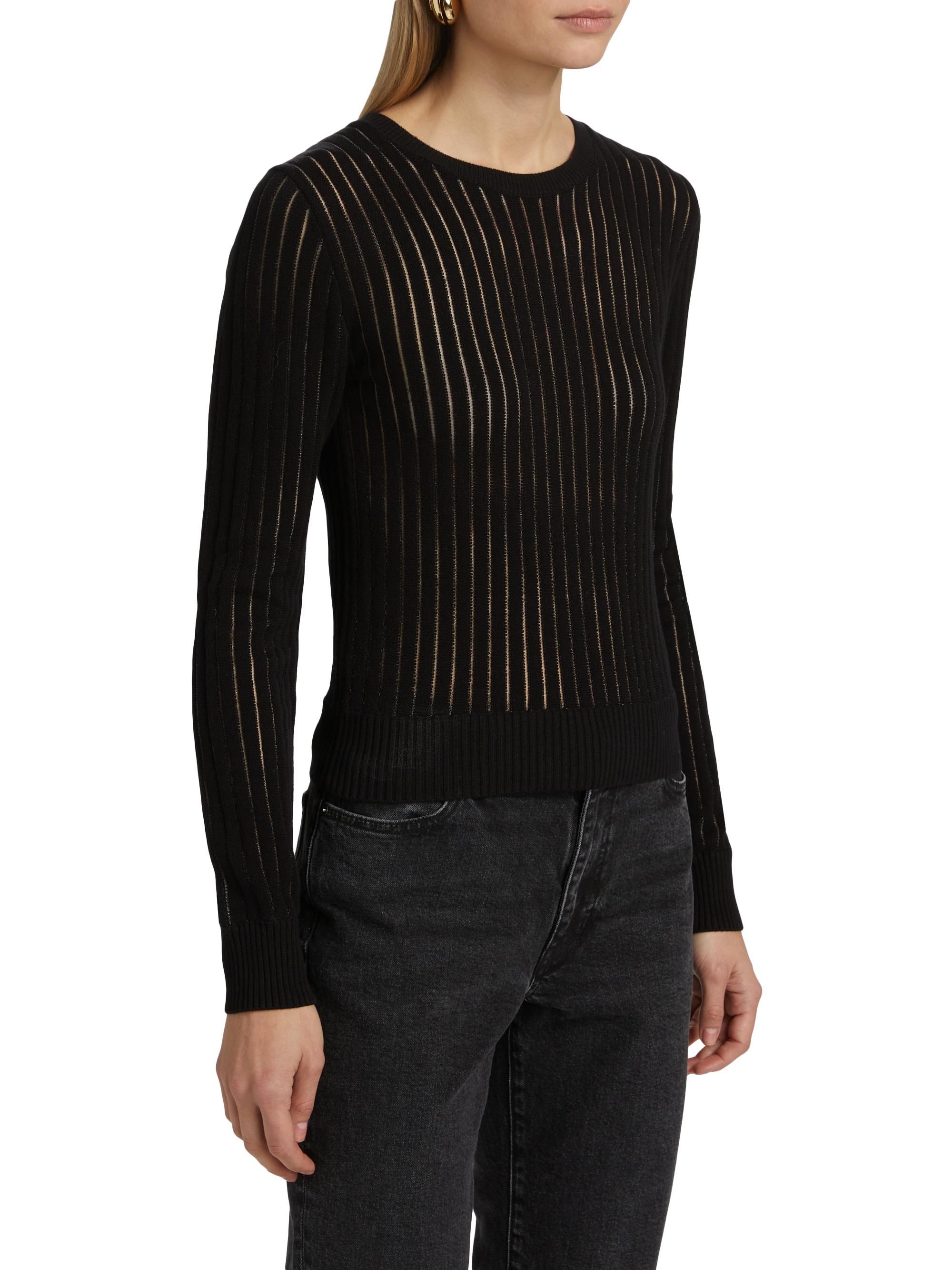 FRAME Sheer Striped Cotton Sweater | Saks Fifth Avenue