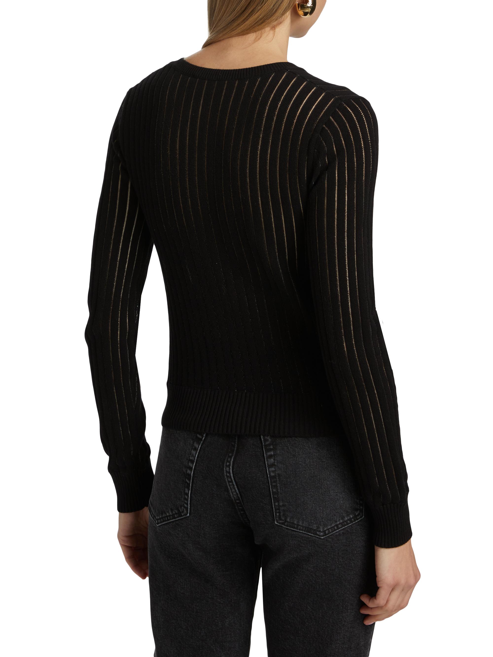 FRAME Sheer Striped Cotton Sweater | Saks Fifth Avenue