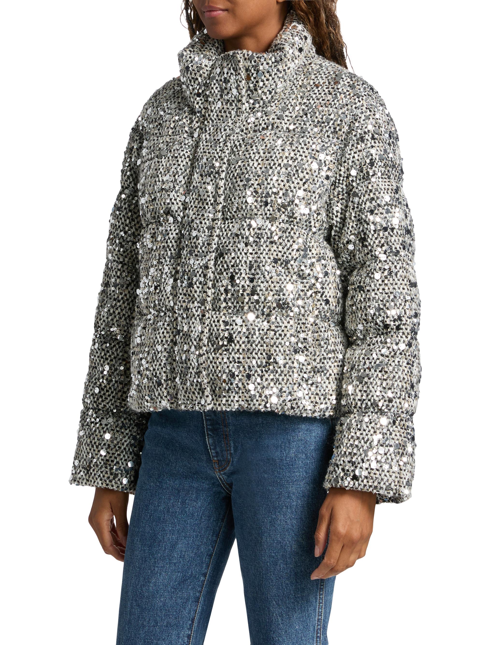 Milly Hayes Sequined Tweed Puffer Jacket | Saks Fifth Avenue