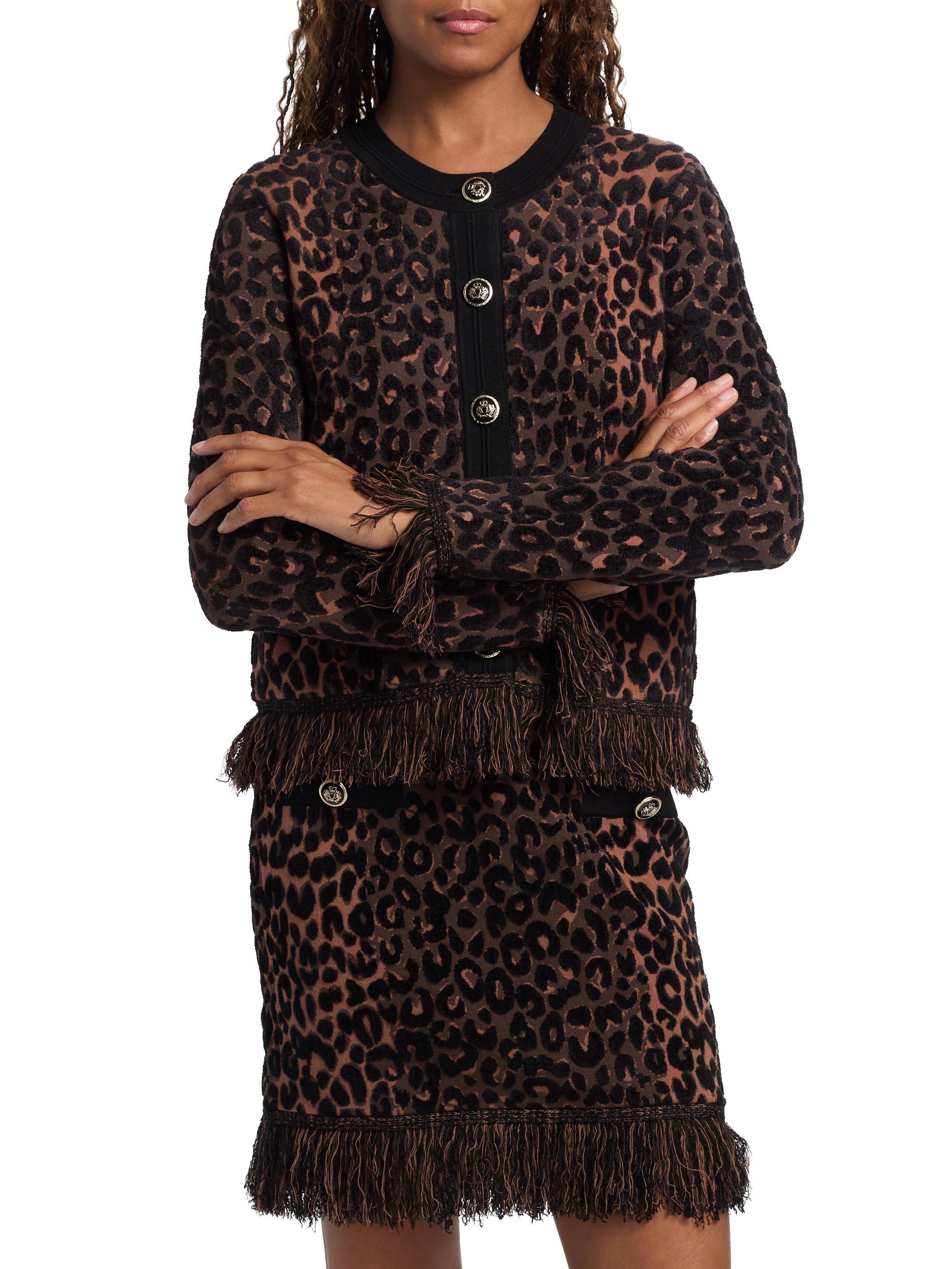 Milly Textured Leopard Fringe Cardigan | Saks Fifth Avenue