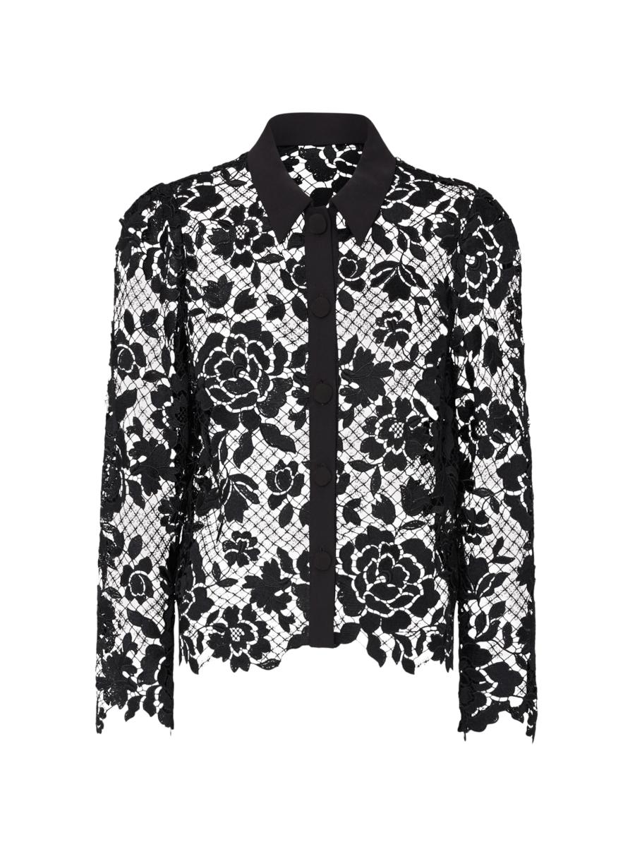 Milly June Floral Lace Button-Front Blouse | Saks Fifth Avenue