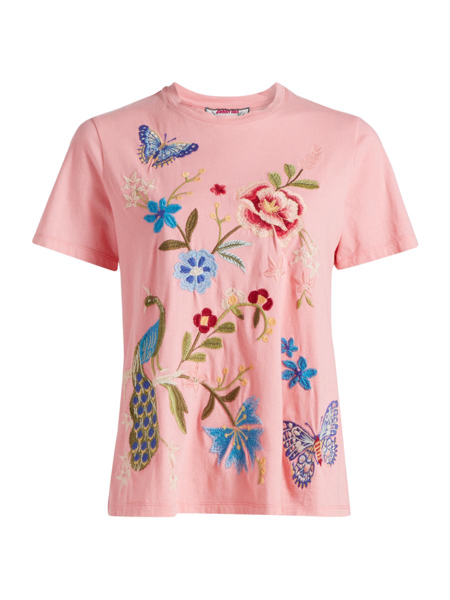 Johnny Was Embroidered Cotton T-Shirt | Saks Fifth Avenue