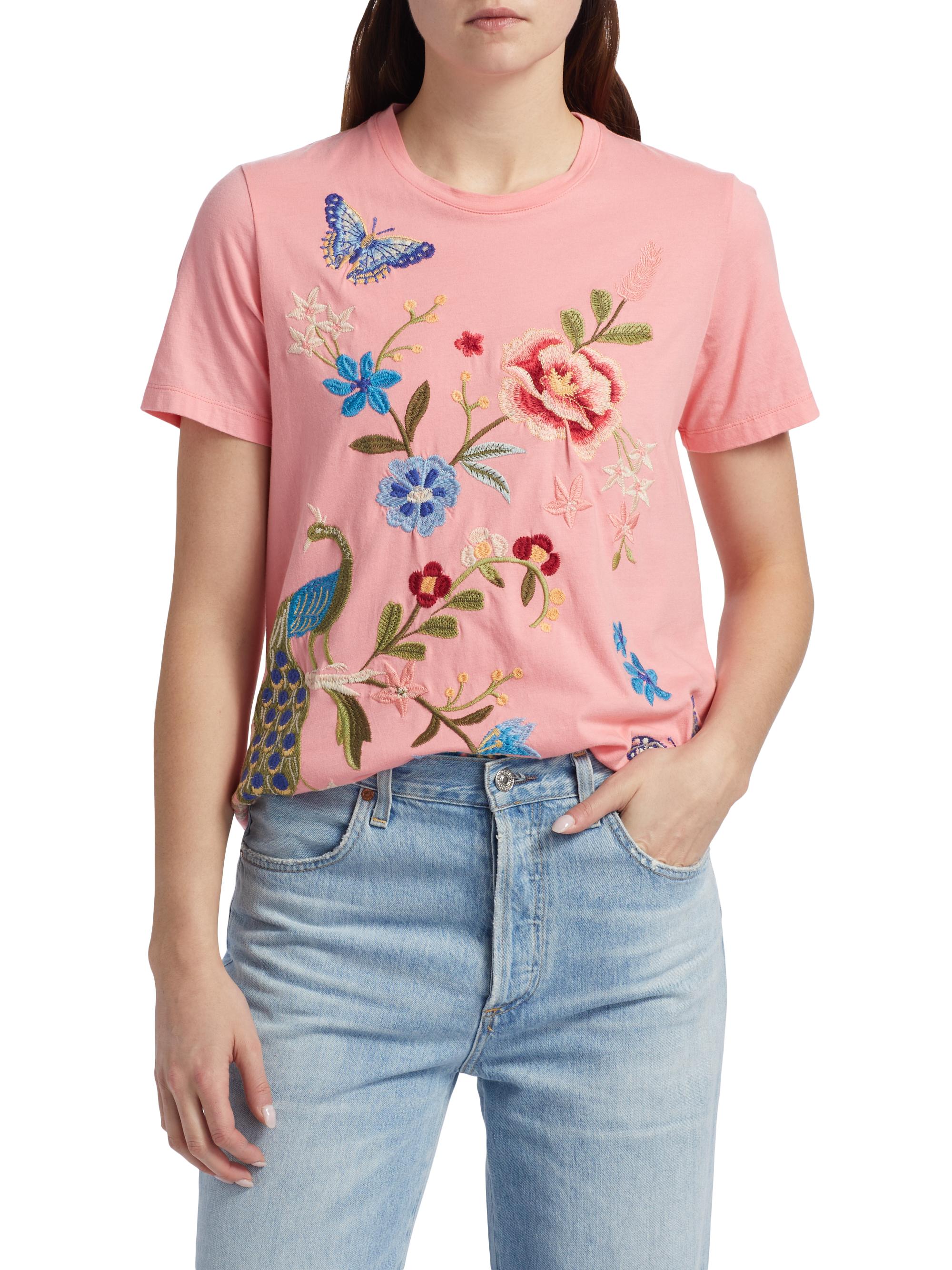 Johnny Was Embroidered Cotton T-Shirt | Saks Fifth Avenue