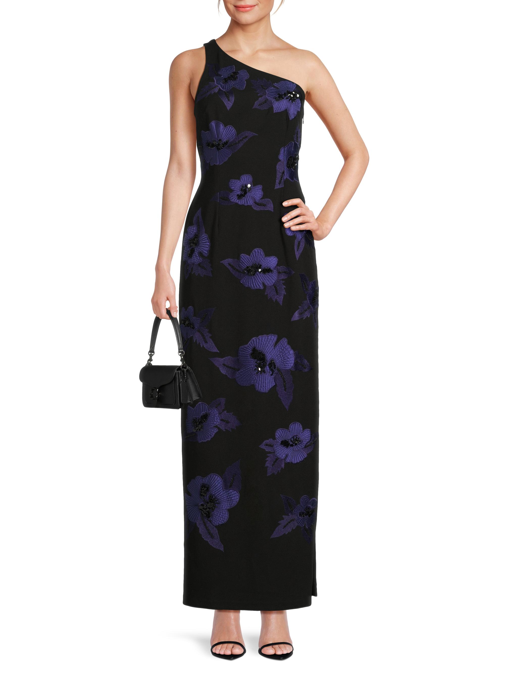 Aidan Mattox Floral One-Shoulder Column Gown | Saks Fifth Avenue