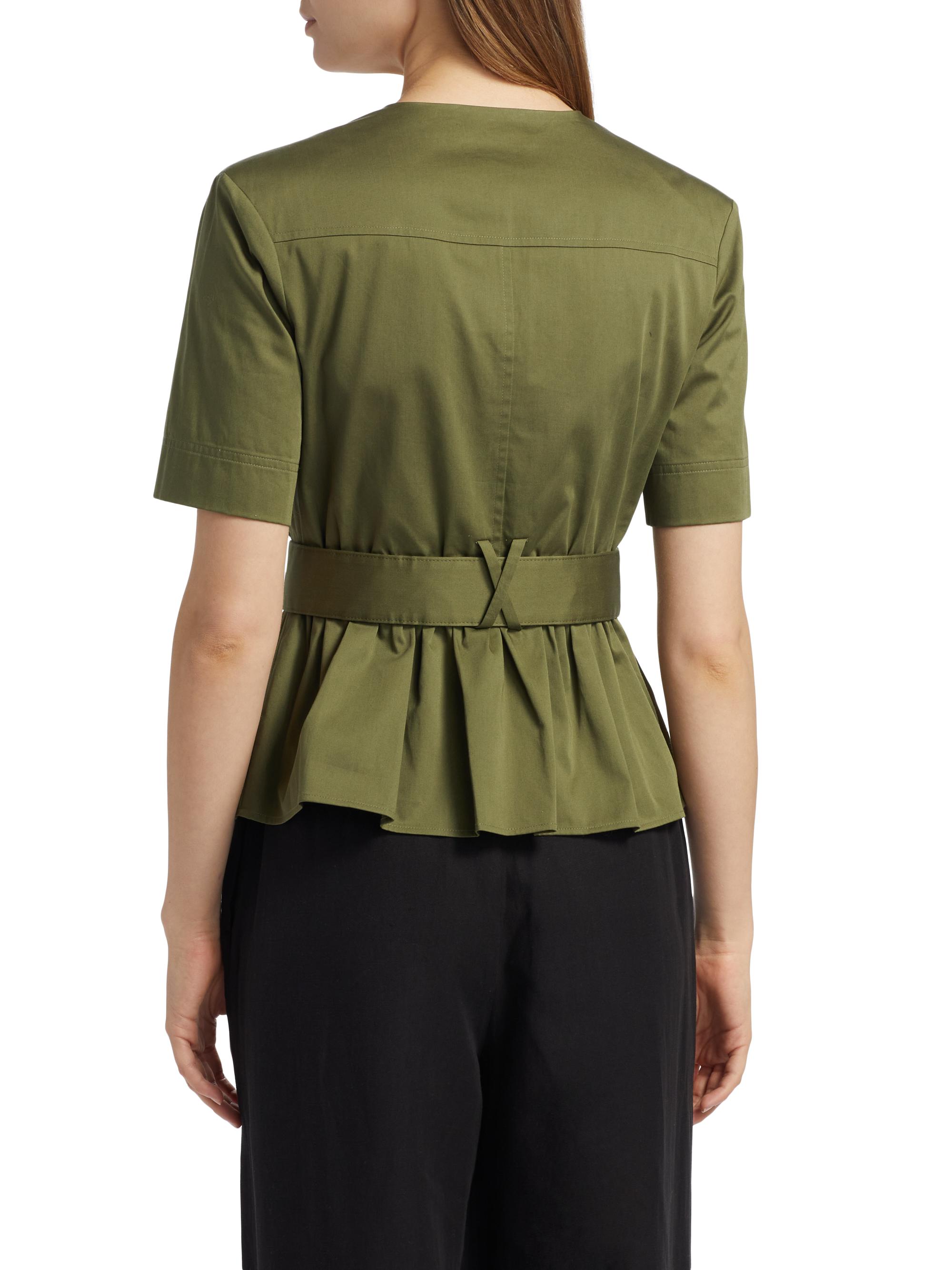 Toccin Ezra Safari Stretch-Cotton Peplum Shirt | Saks Fifth Avenue