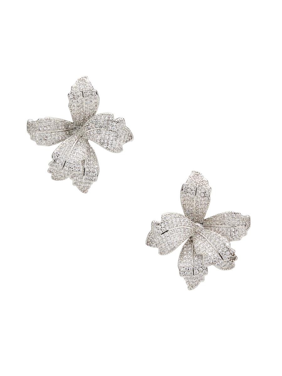Shashi Fiorina Sterling Silver & Cubic Zirconia Flower Stud Earrings | Saks Fifth Avenue