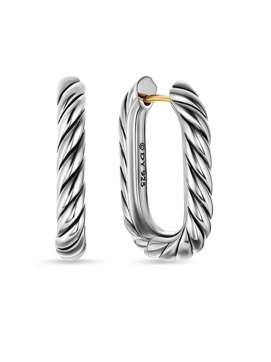 Shop David Yurman DY Madison Cable Hoop Earrings in Sterling Silver, 24 ...