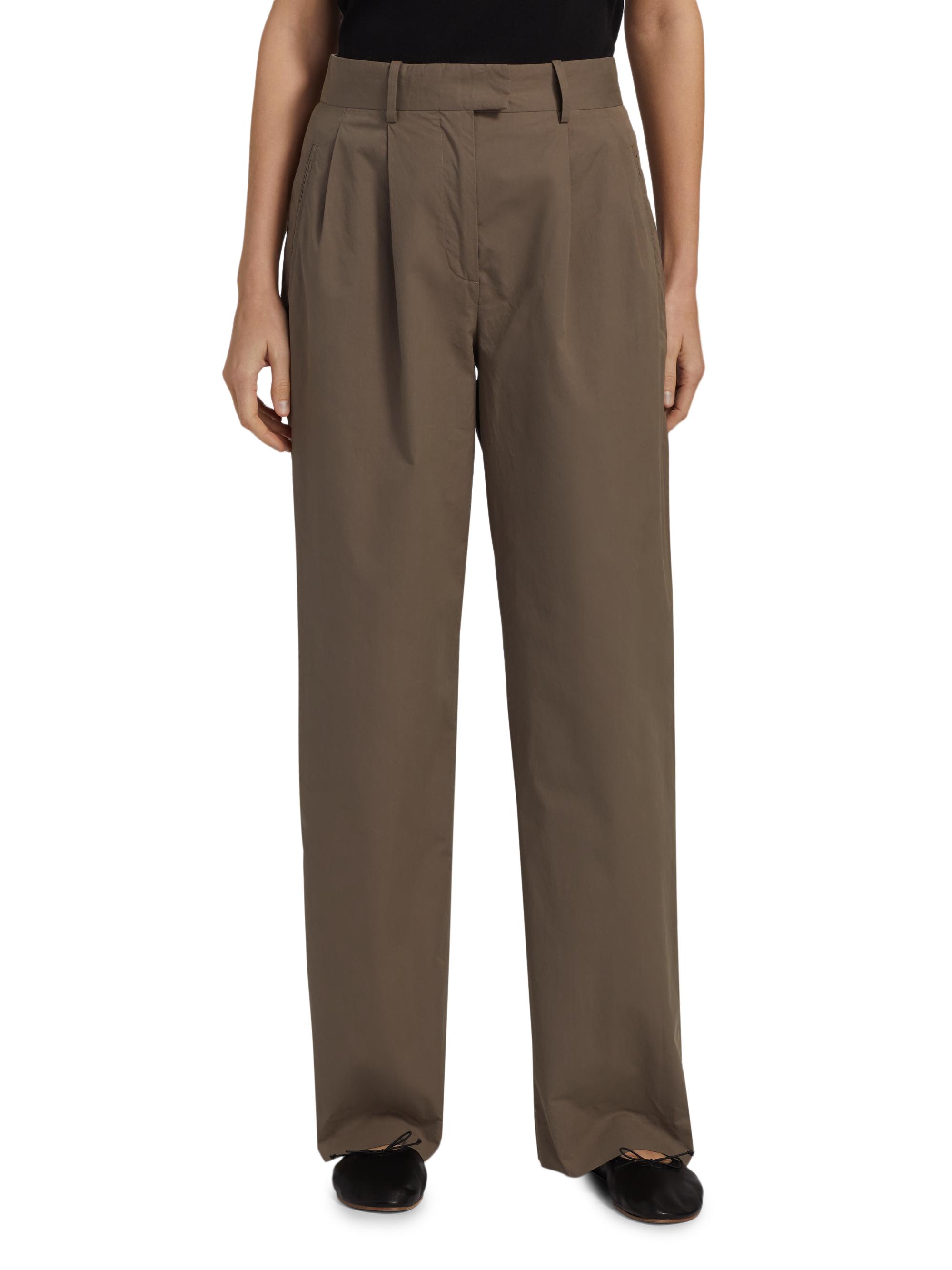 The Row Alfidis Pleat-Front Cotton Pants | Saks Fifth Avenue