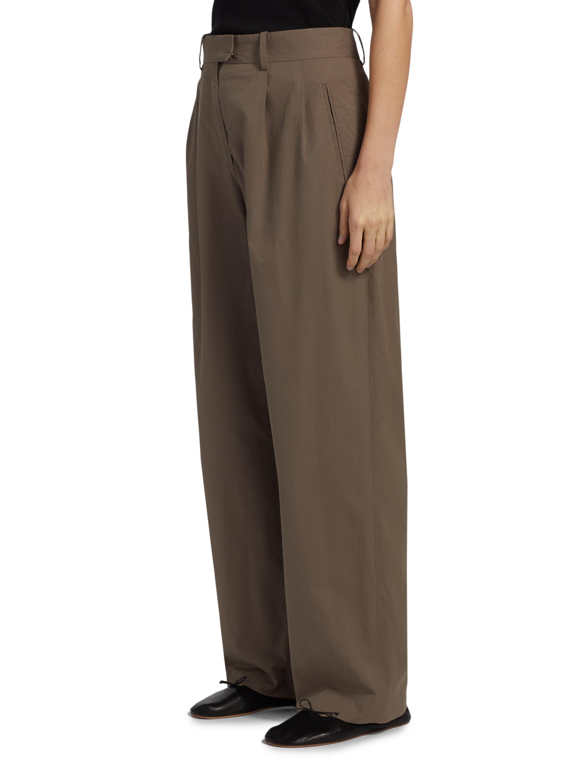 The Row Alfidis Pleat-Front Cotton Pants | Saks Fifth Avenue