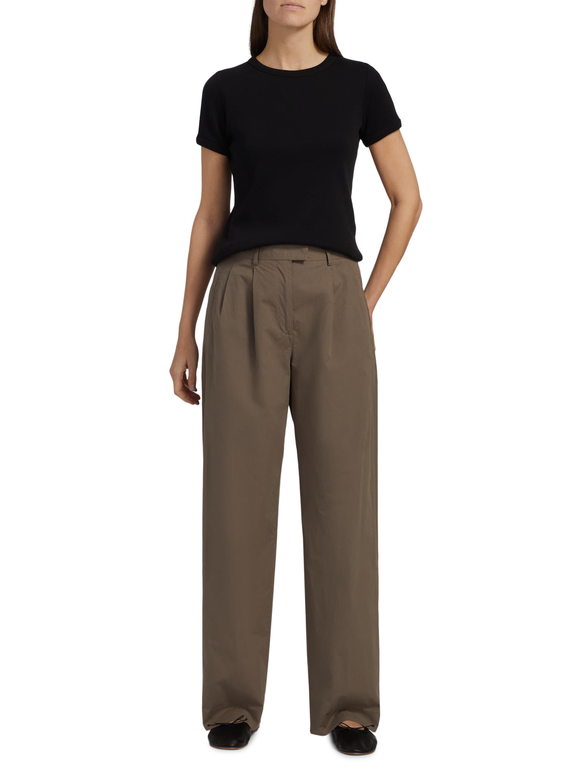 The Row Alfidis Pleat-Front Cotton Pants | Saks Fifth Avenue