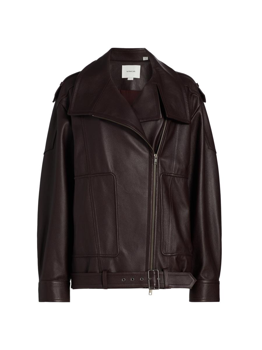 Vince Oversized Leather Biker Jacket | Saks Fifth Avenue