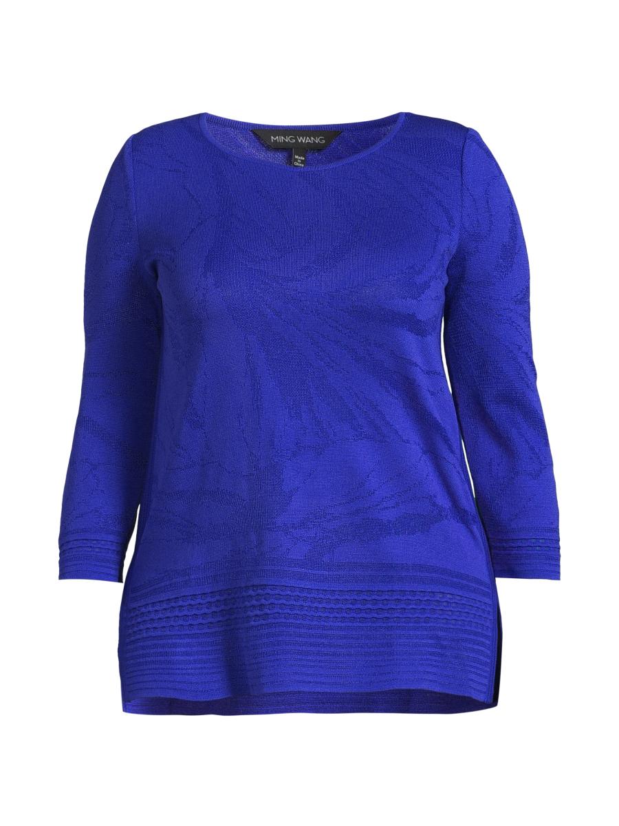 Ming Wang Plus Jacquard-Knit Boatneck Tunic | Saks Fifth Avenue