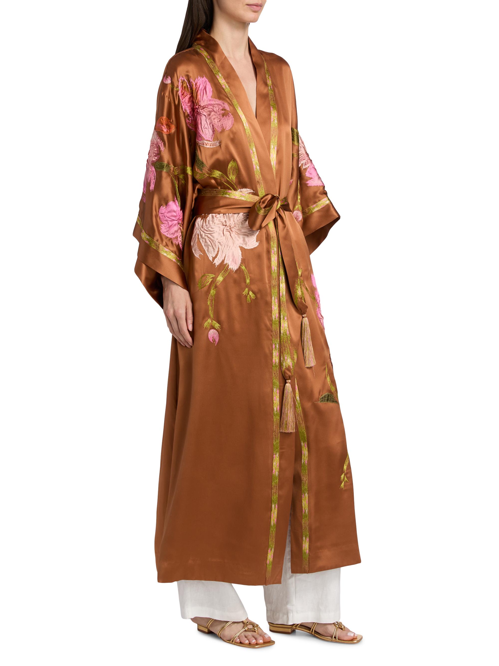 Josie Natori Brushstroke Couture Embroidered Silk Robe | Saks Fifth Avenue