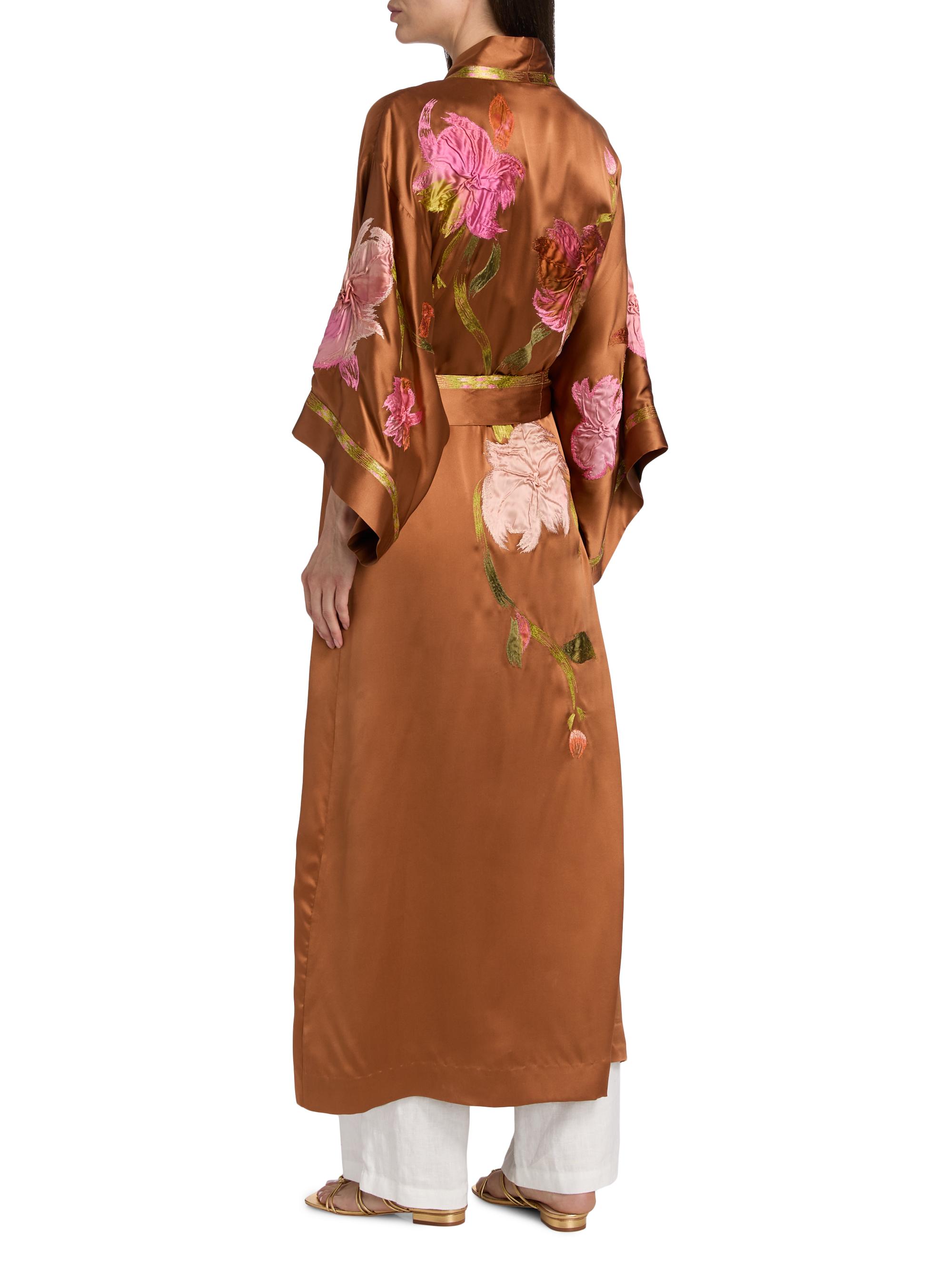Josie Natori Brushstroke Couture Embroidered Silk Robe | Saks Fifth Avenue
