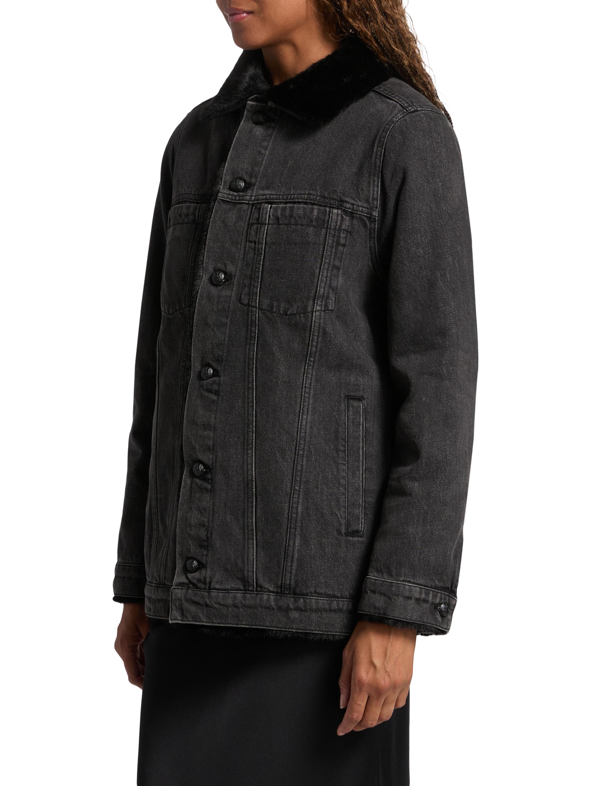 Kobi Halperin Shadow Faux Fur-Trim Denim Coat | Saks Fifth Avenue