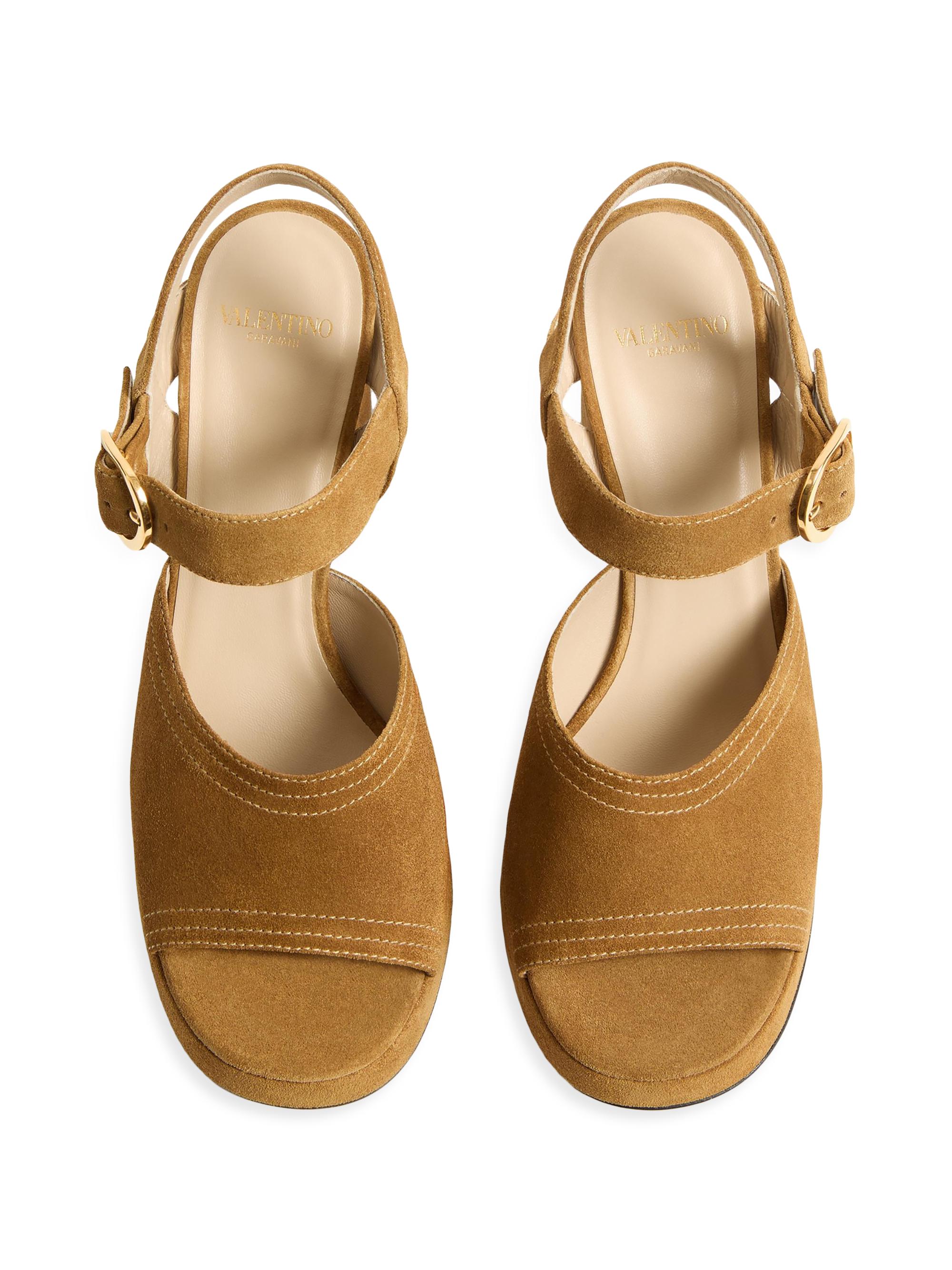 Valentino Garavani Fawcette Platform Crust Leather 100MM Sandals | Saks ...