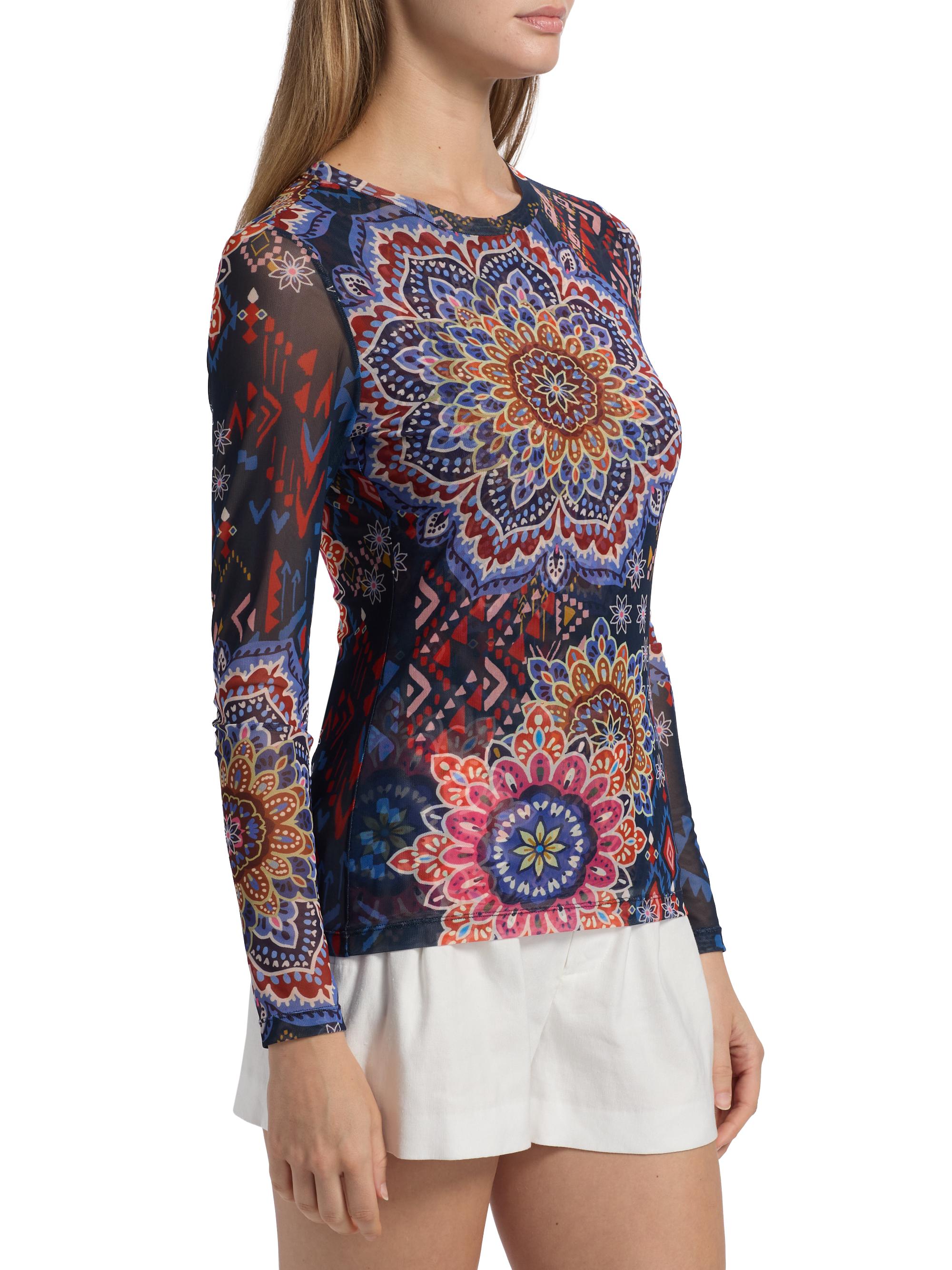 Johnny Was Natalie Mesh Long-Sleeve T-Shirt | Saks Fifth Avenue