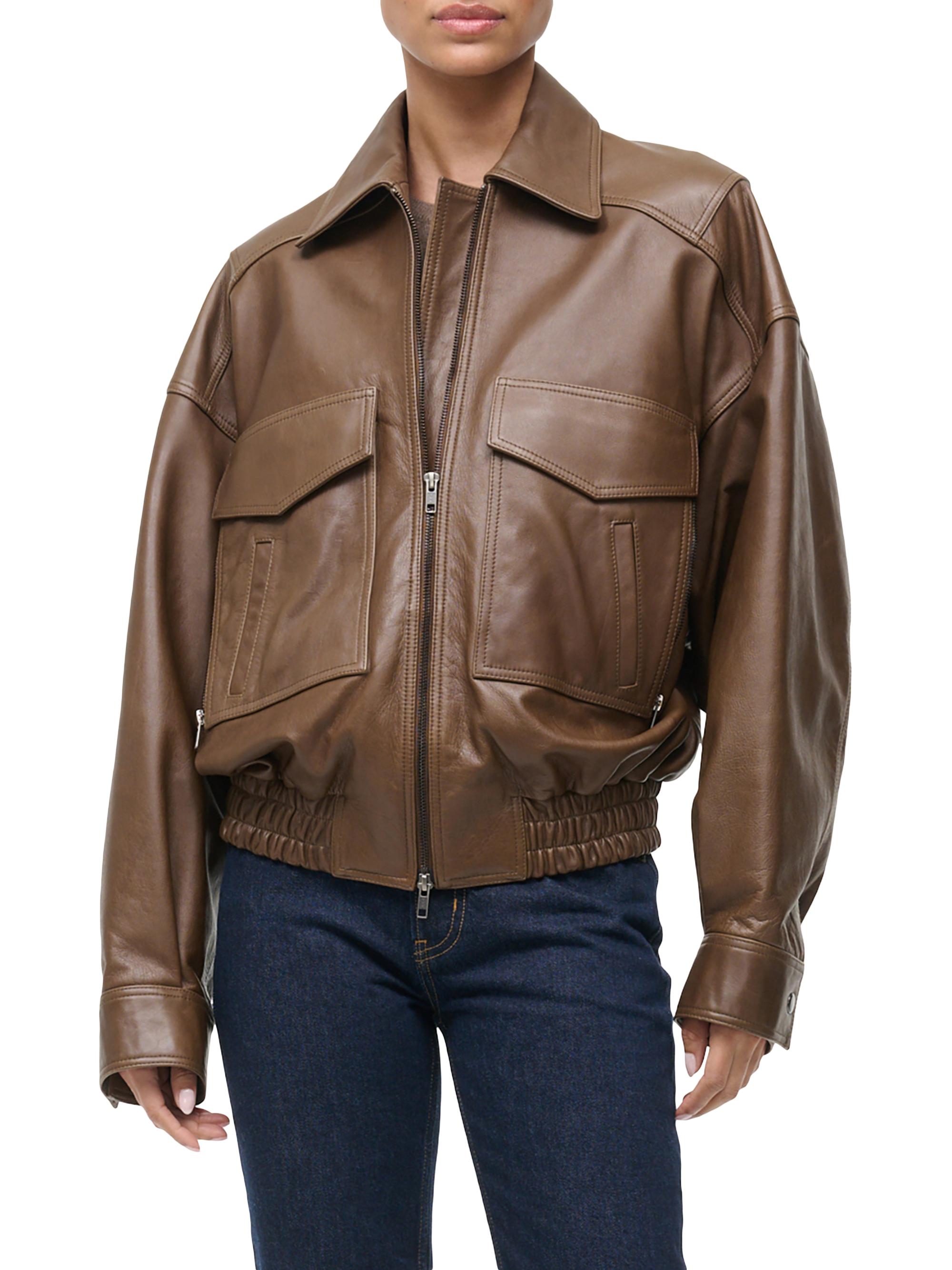 Staud Eugene Leather Bomber Jacket | Saks Fifth Avenue