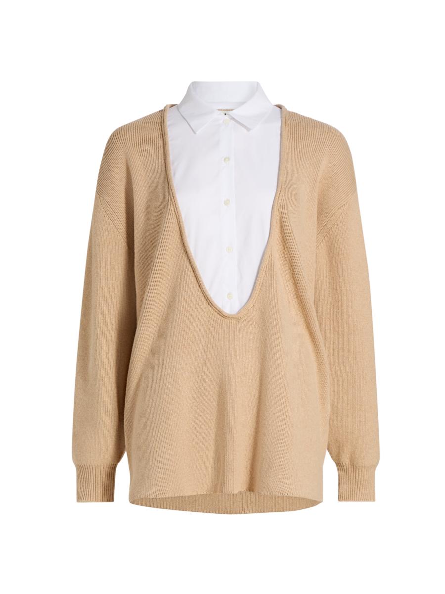 Staud Coast Relaxed-Fit Bib Collar Sweater | Saks Fifth Avenue