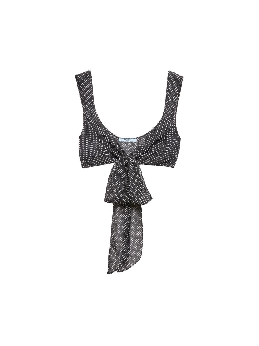 Prada Polka-Dot Silk Chiffon Bralette Top | Saks Fifth Avenue