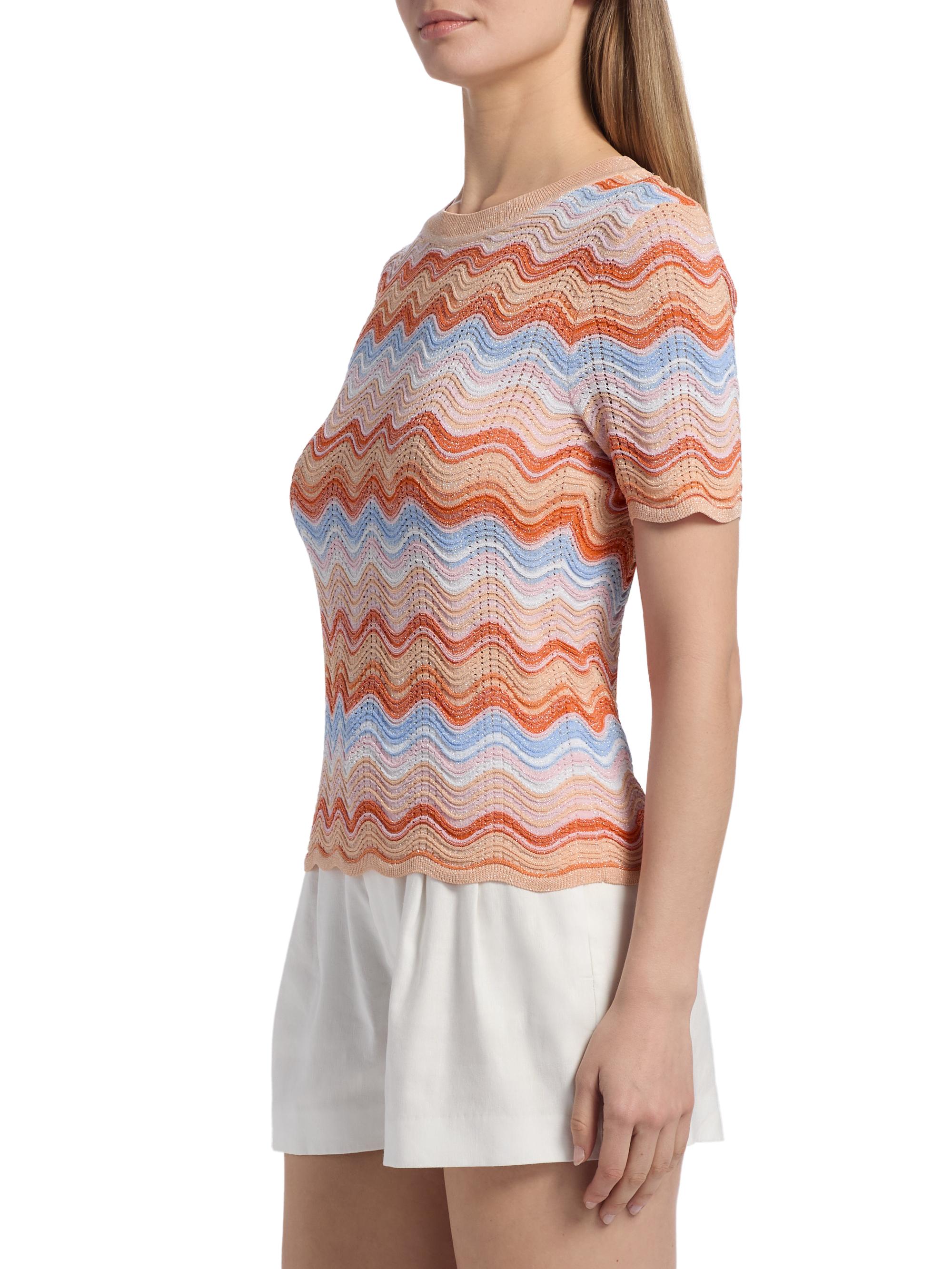 Milly Scallop Wave Short-Sleeve Top | Saks Fifth Avenue