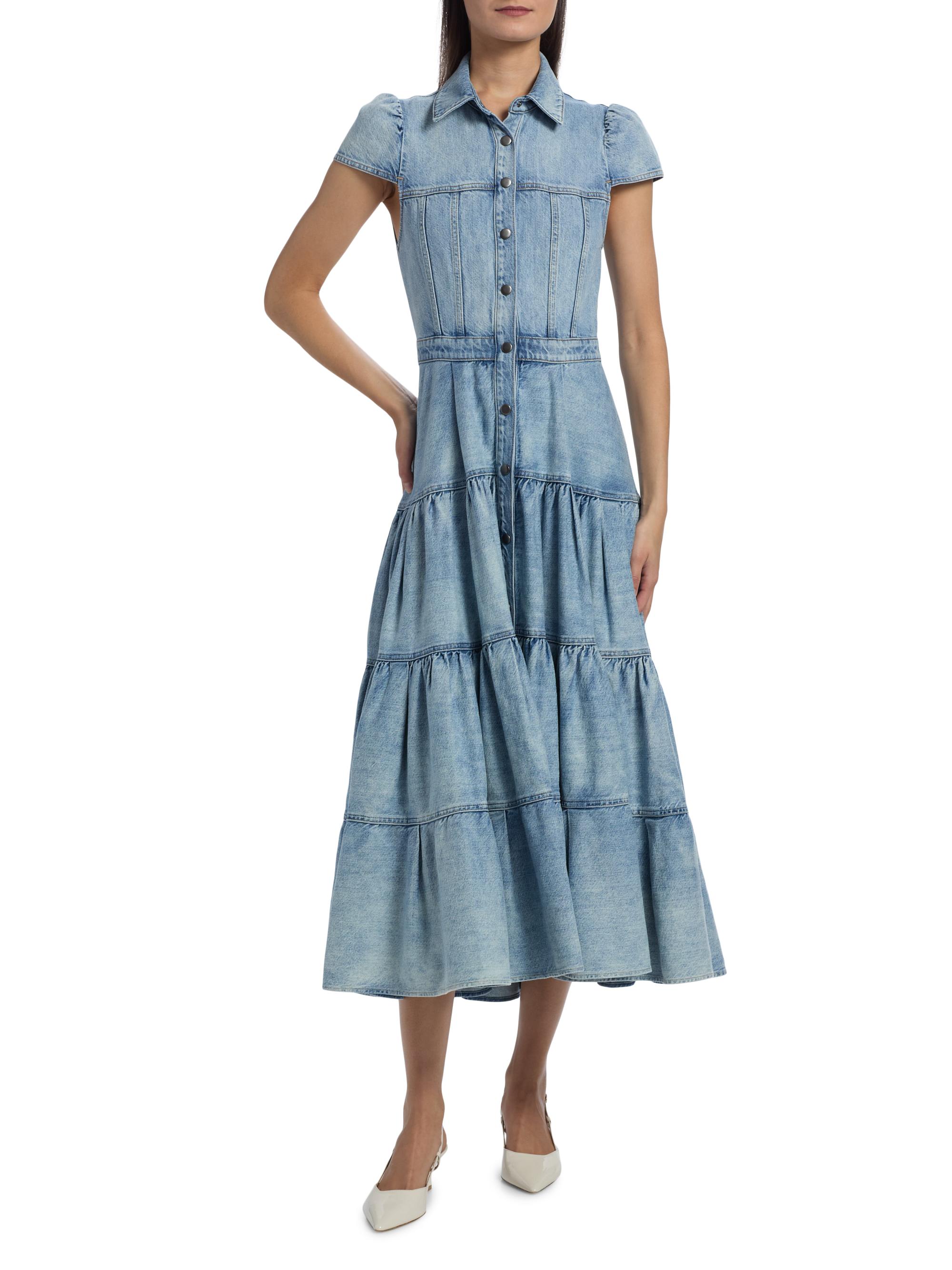 Alice + Olivia Patsy Denim Fit & Flare Midi-Shirtdress | Saks Fifth Avenue