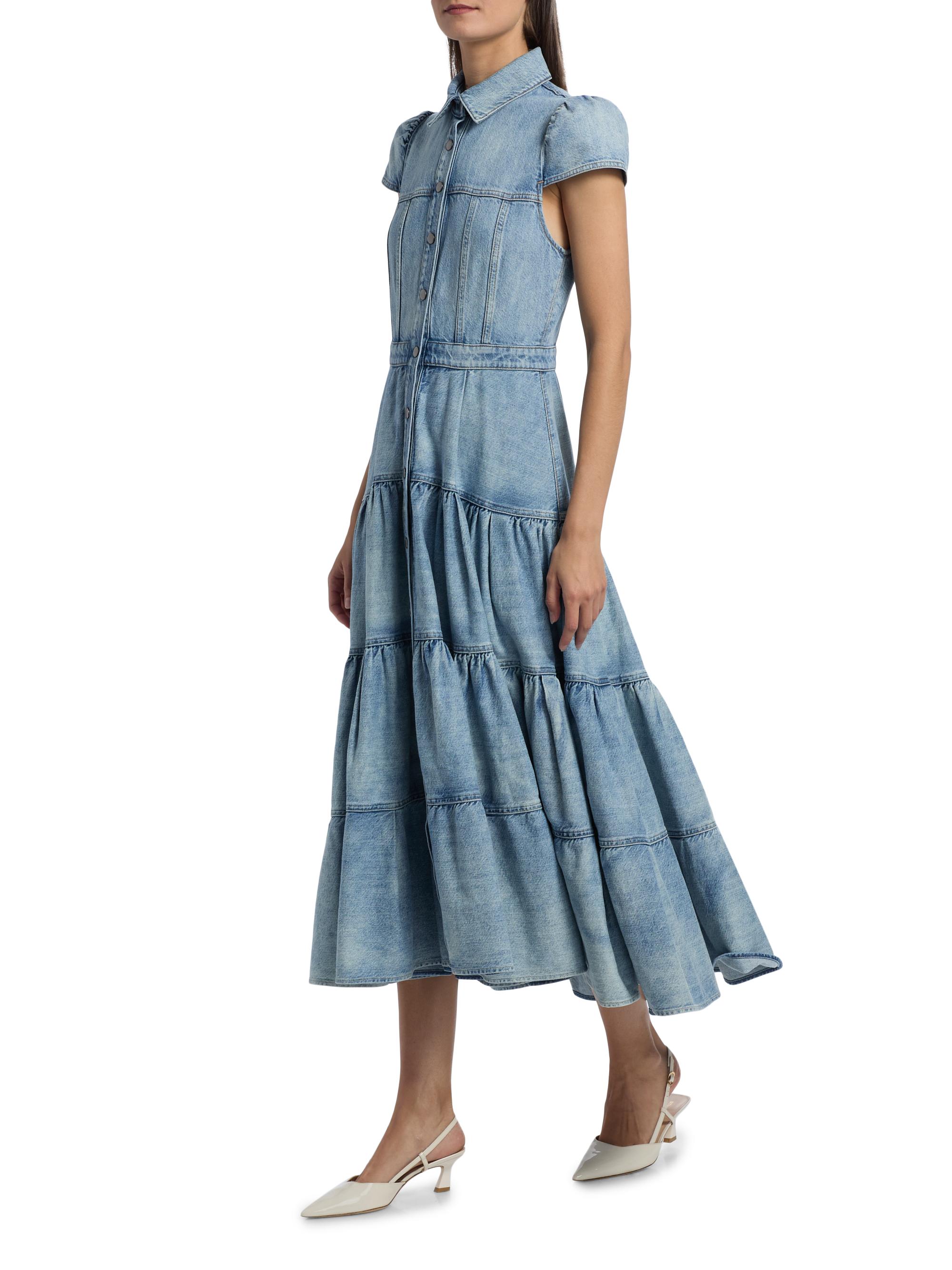 Alice + Olivia Patsy Denim Fit & Flare Midi-Shirtdress | Saks Fifth Avenue