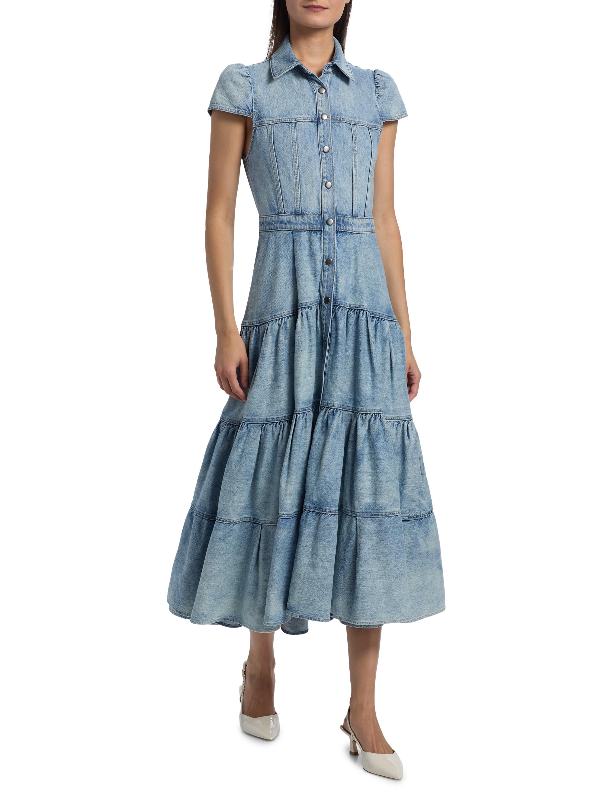 Alice + Olivia Patsy Denim Fit & Flare Midi-Shirtdress | Saks Fifth Avenue