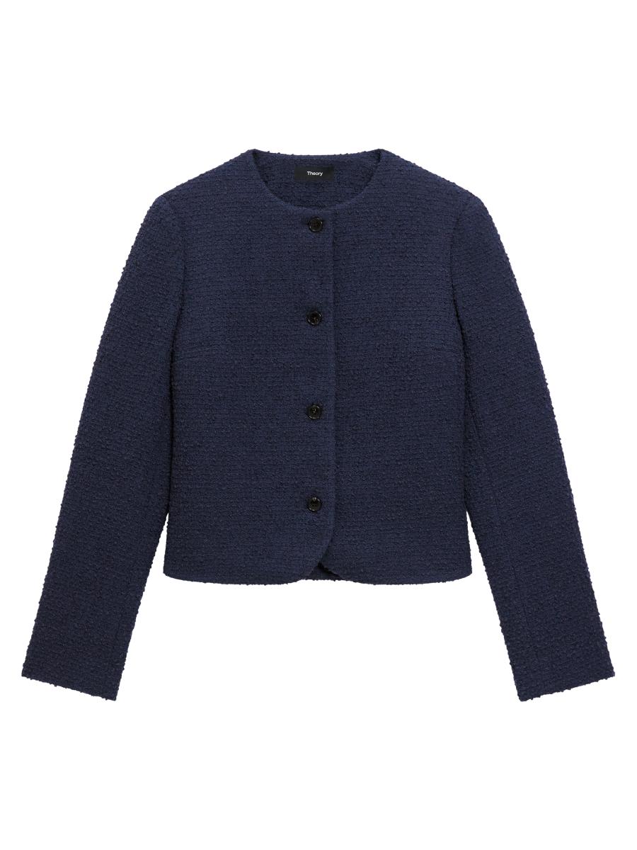 Theory Clean Collarless Tweed Jacket | Saks Fifth Avenue