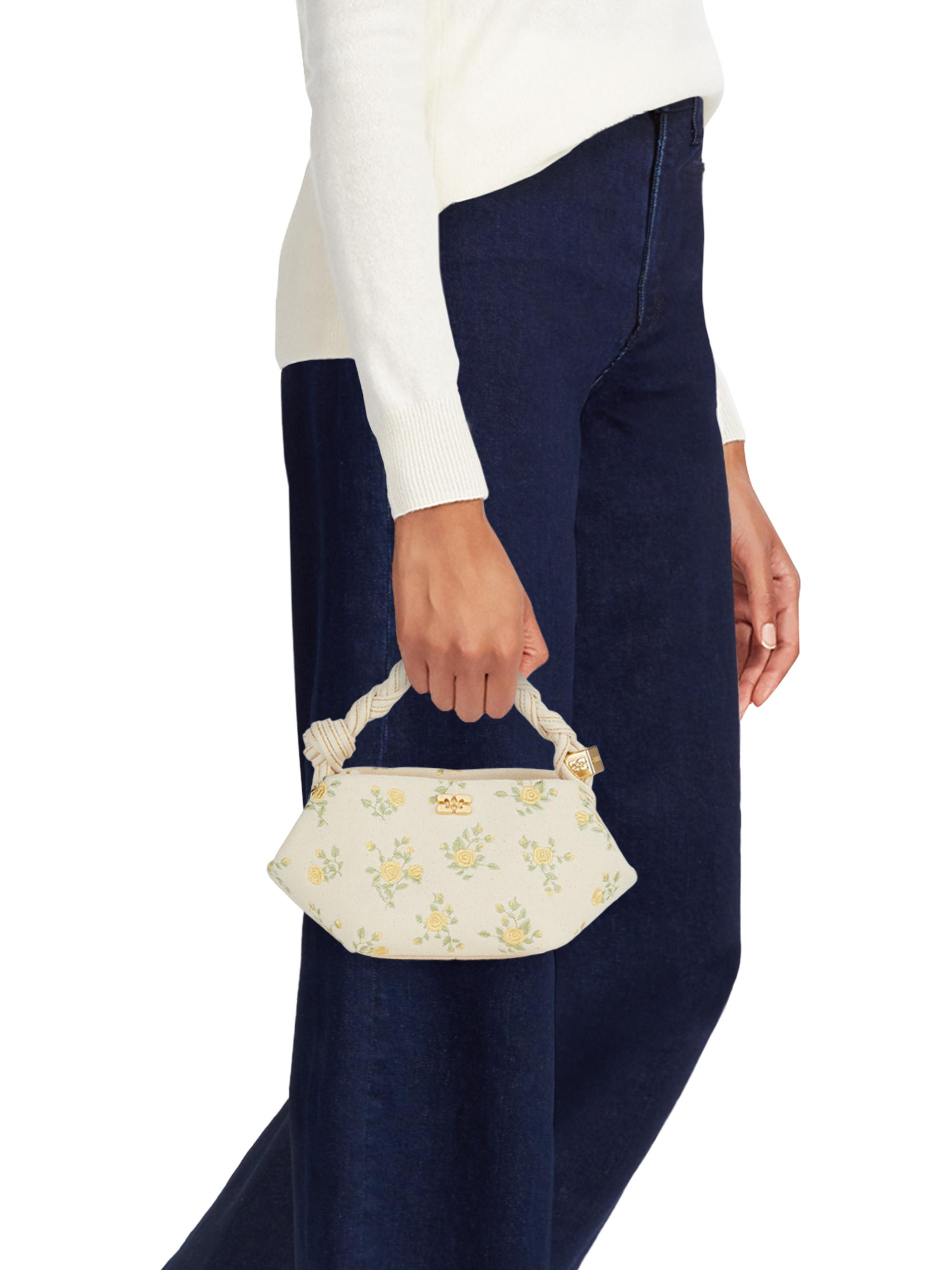 Ganni Mini Bou Canvas Flowers Top Handle Bag | Saks Fifth Avenue