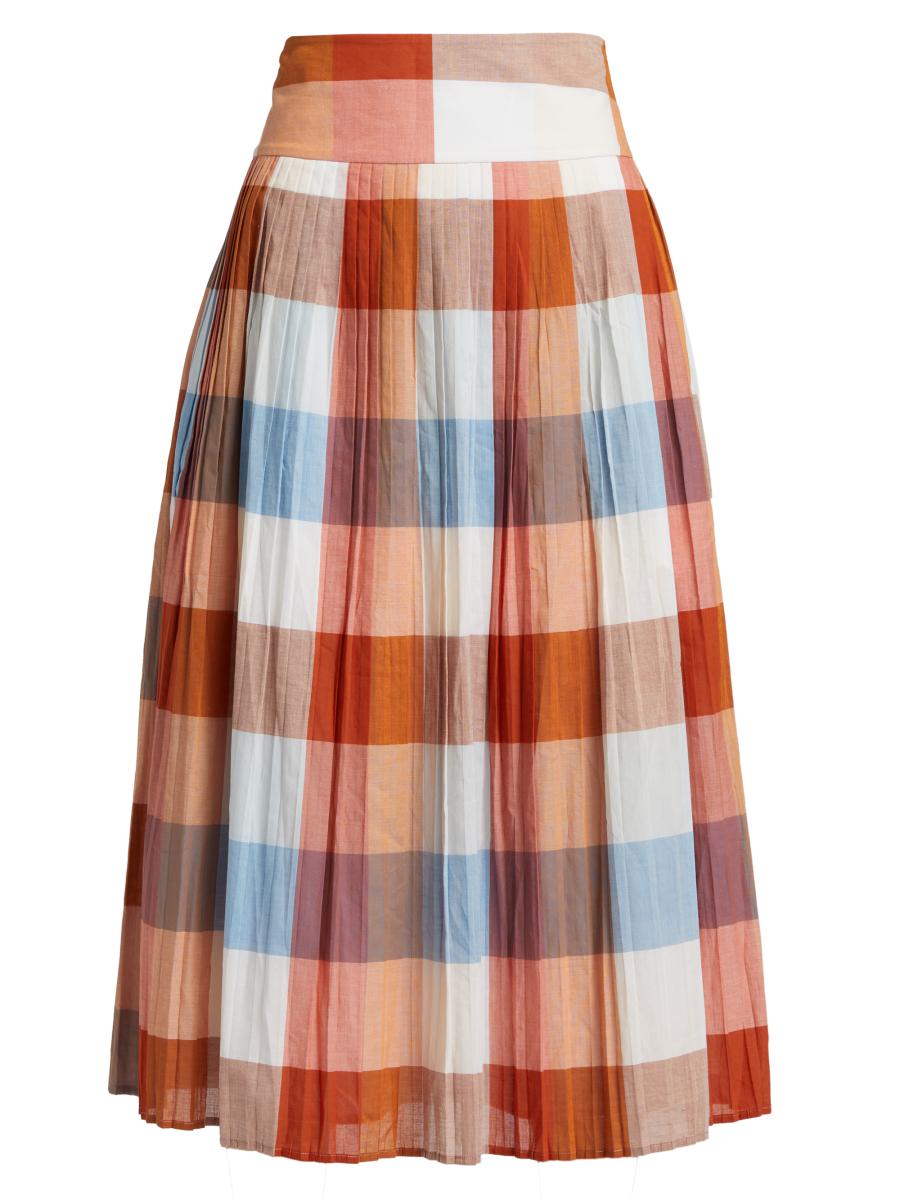Hunter Bell Stratton Plaid Cotton Midi-Skirt | Saks Fifth Avenue